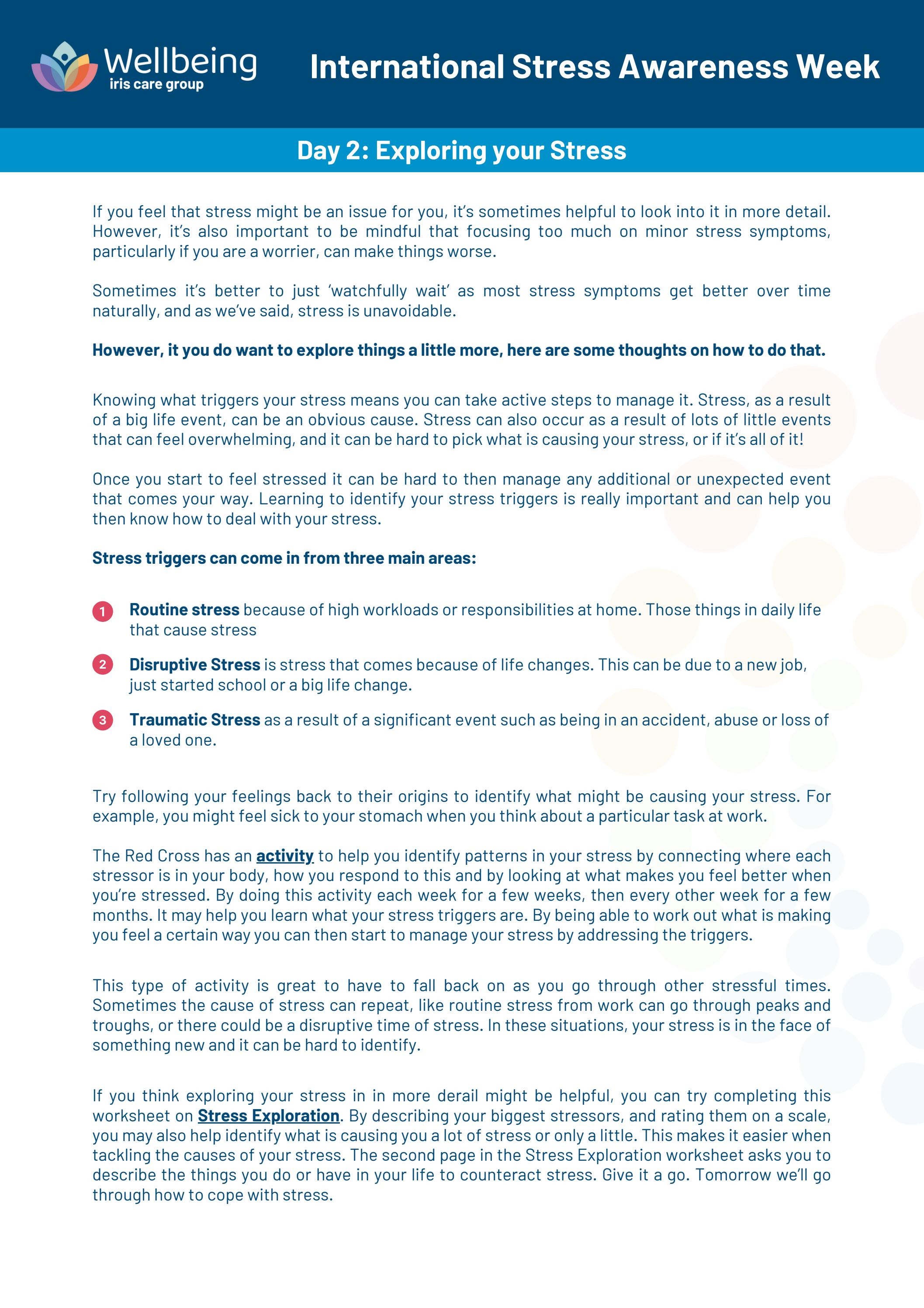 International Stress Awareness Week Day Two: Exploring your Stress by ...