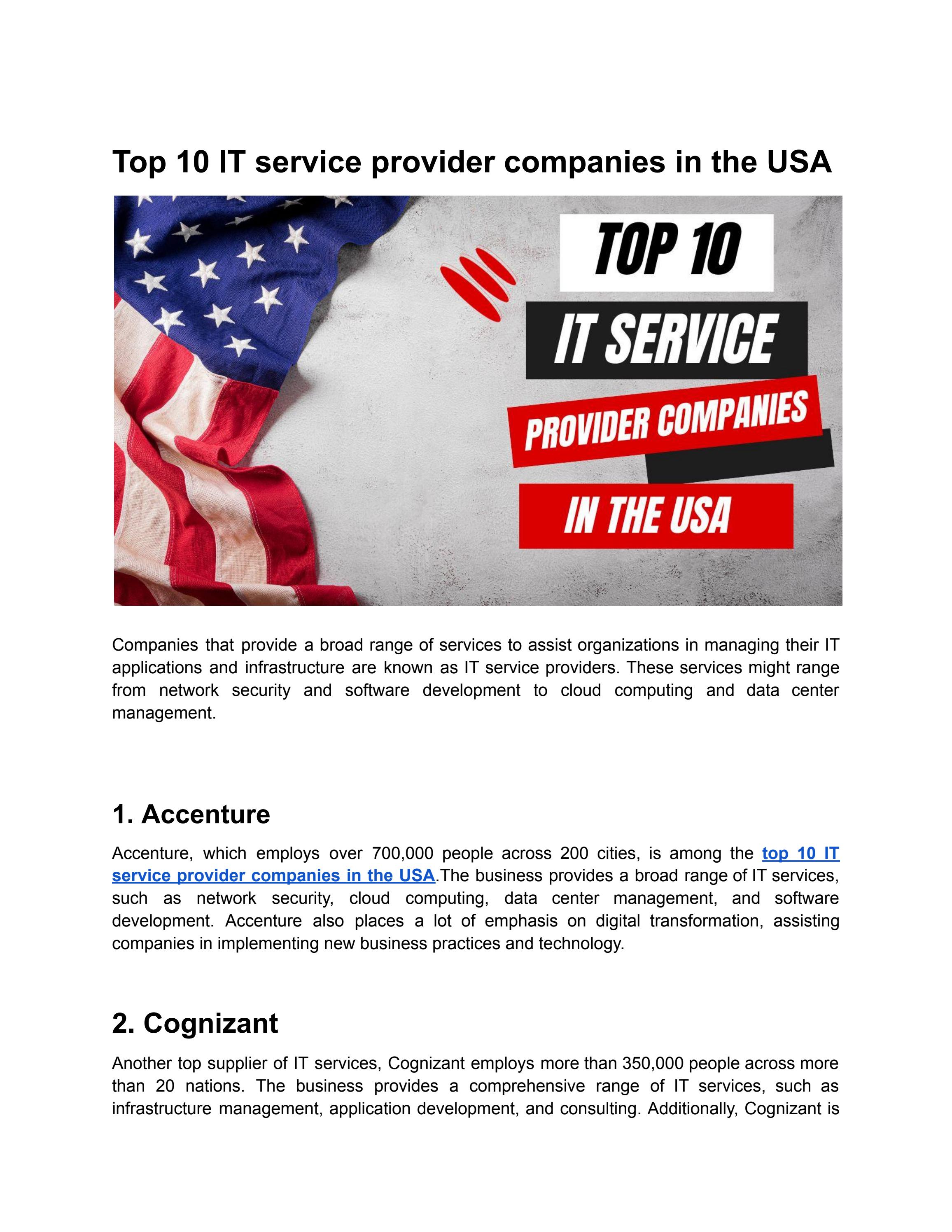 Top 10 IT service provider companies in the USA by Tech Advantage Pro ...
