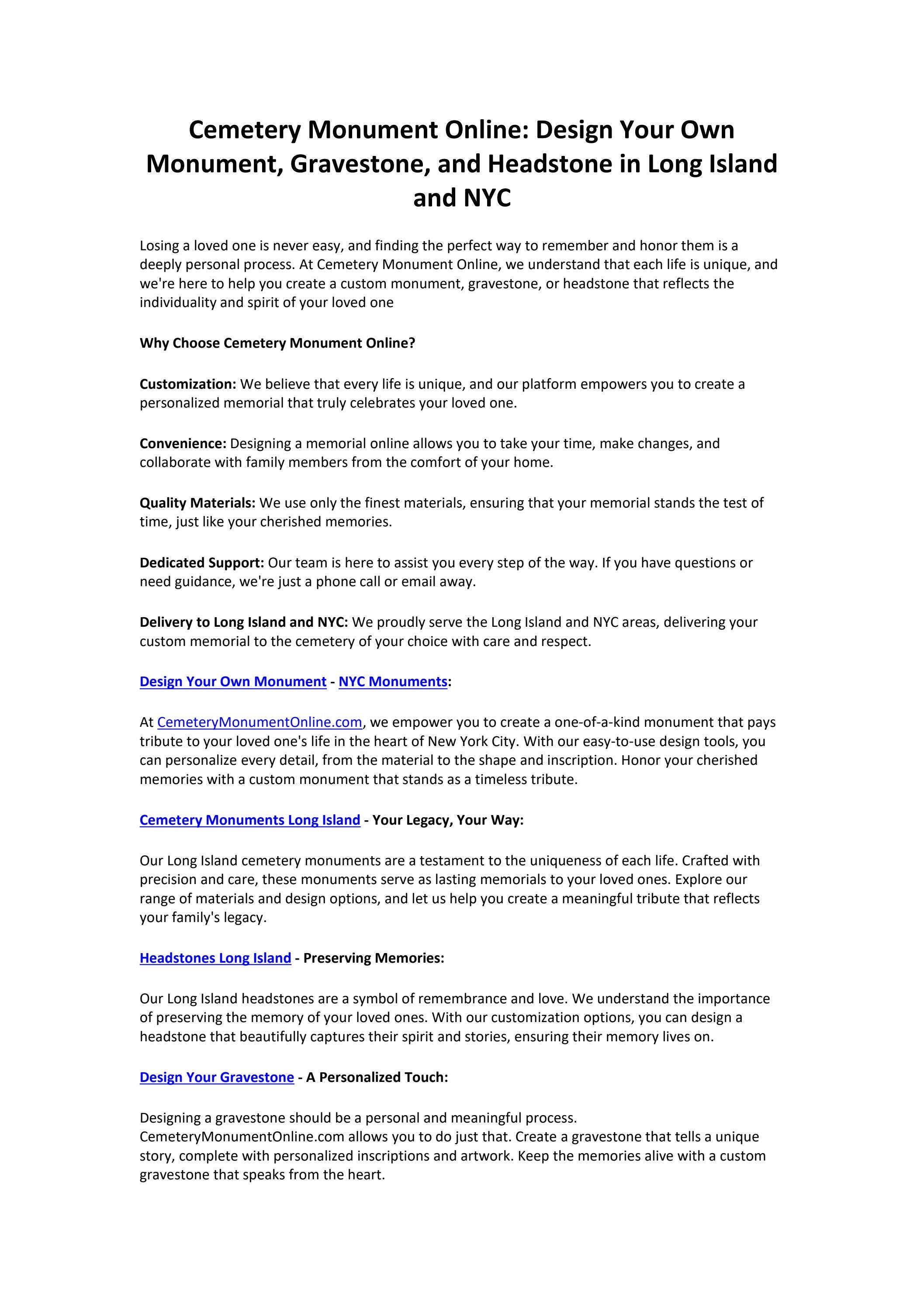 Cemetery Monument Online: Design Your Own Monument, Gravestone, and ...