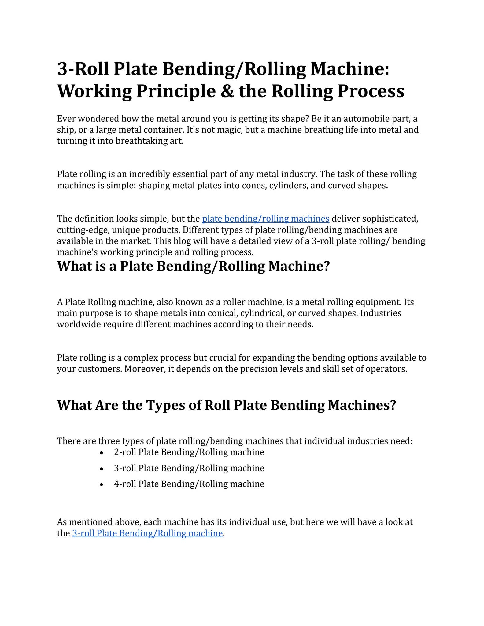 3-Roll Plate Bending/Rolling Machine: Working Principle & the Rolling ...