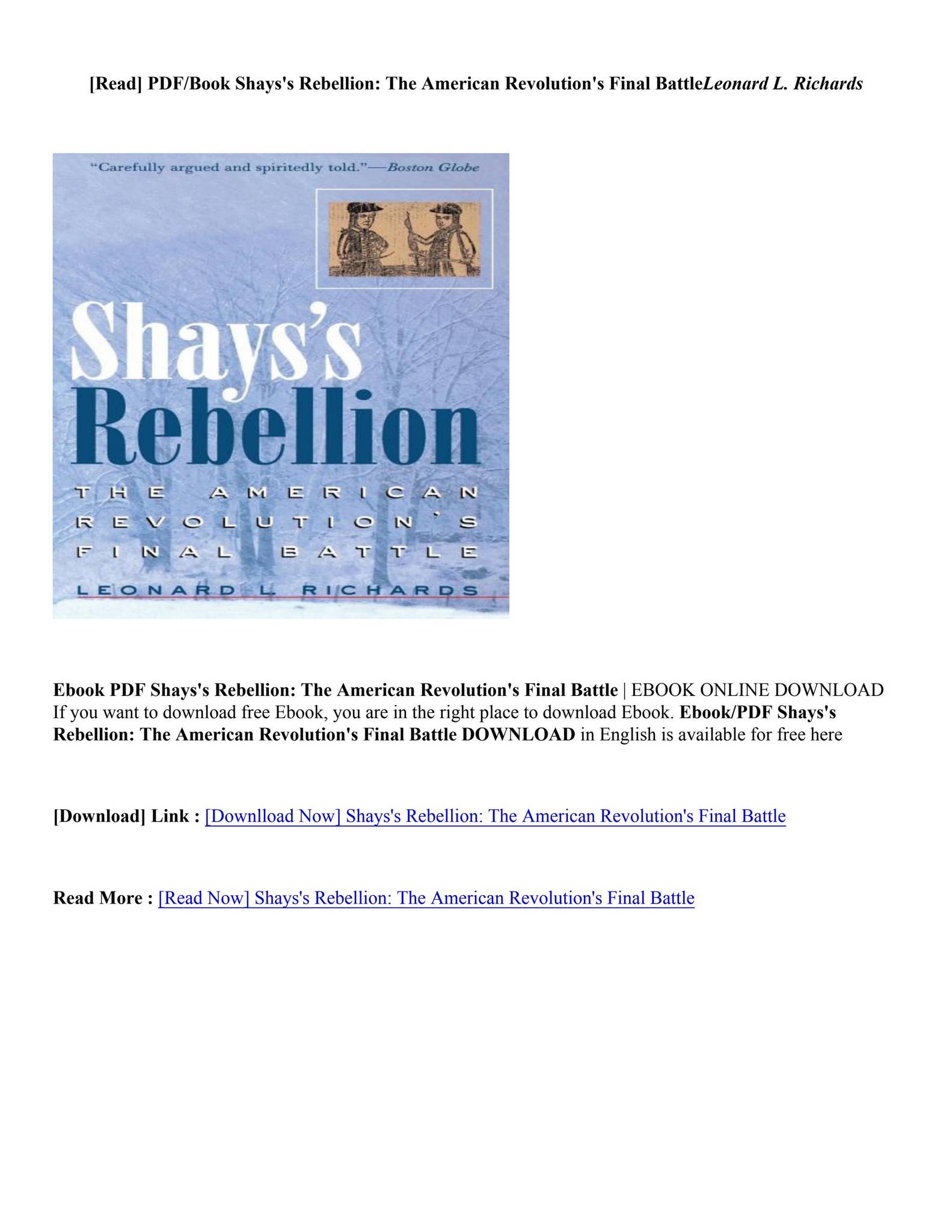 Download Shays's Rebellion: The American Revolution's Final Battle ...