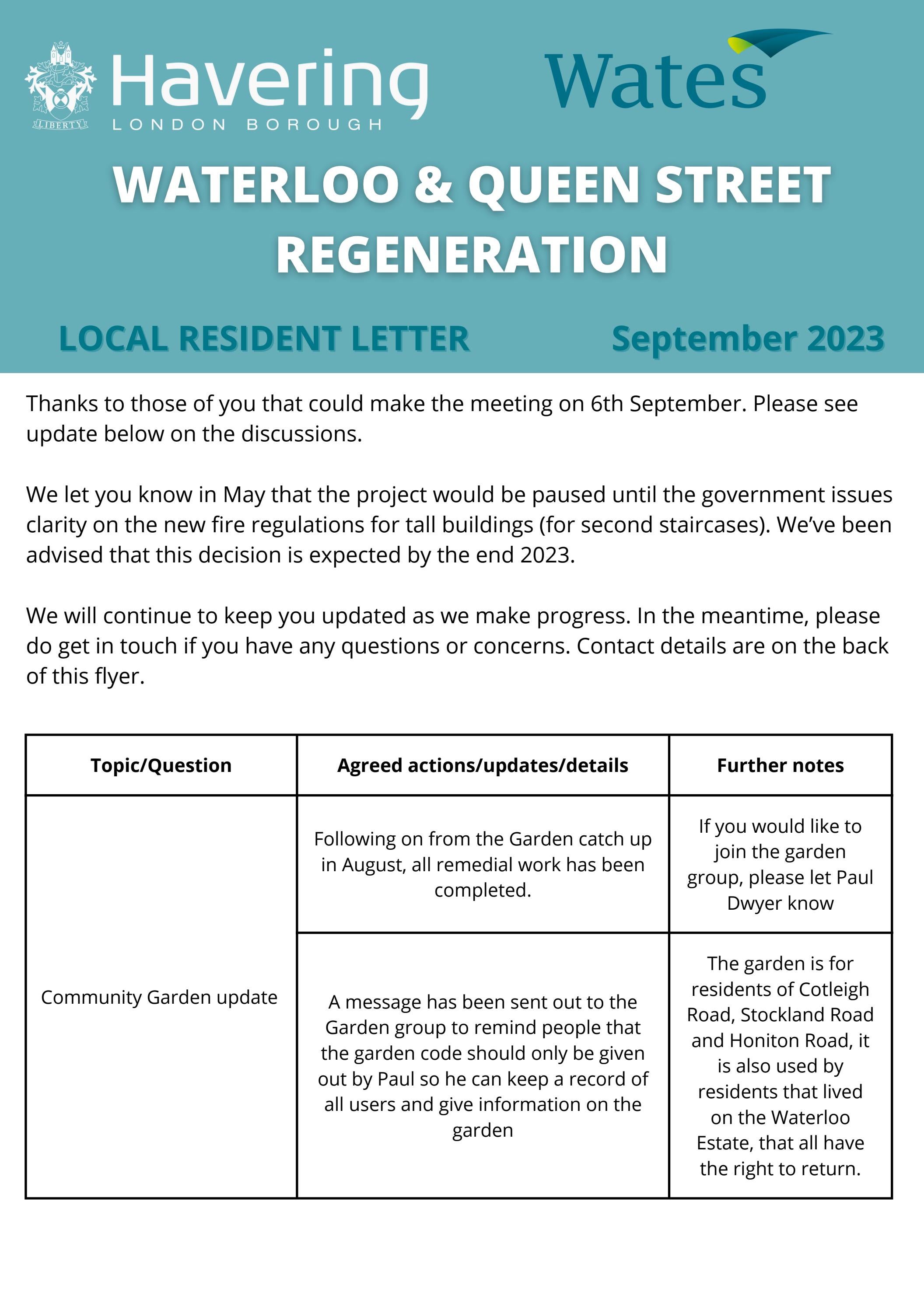 Waterloo and Queent Street Local Resident Letter, September 2023 by ...
