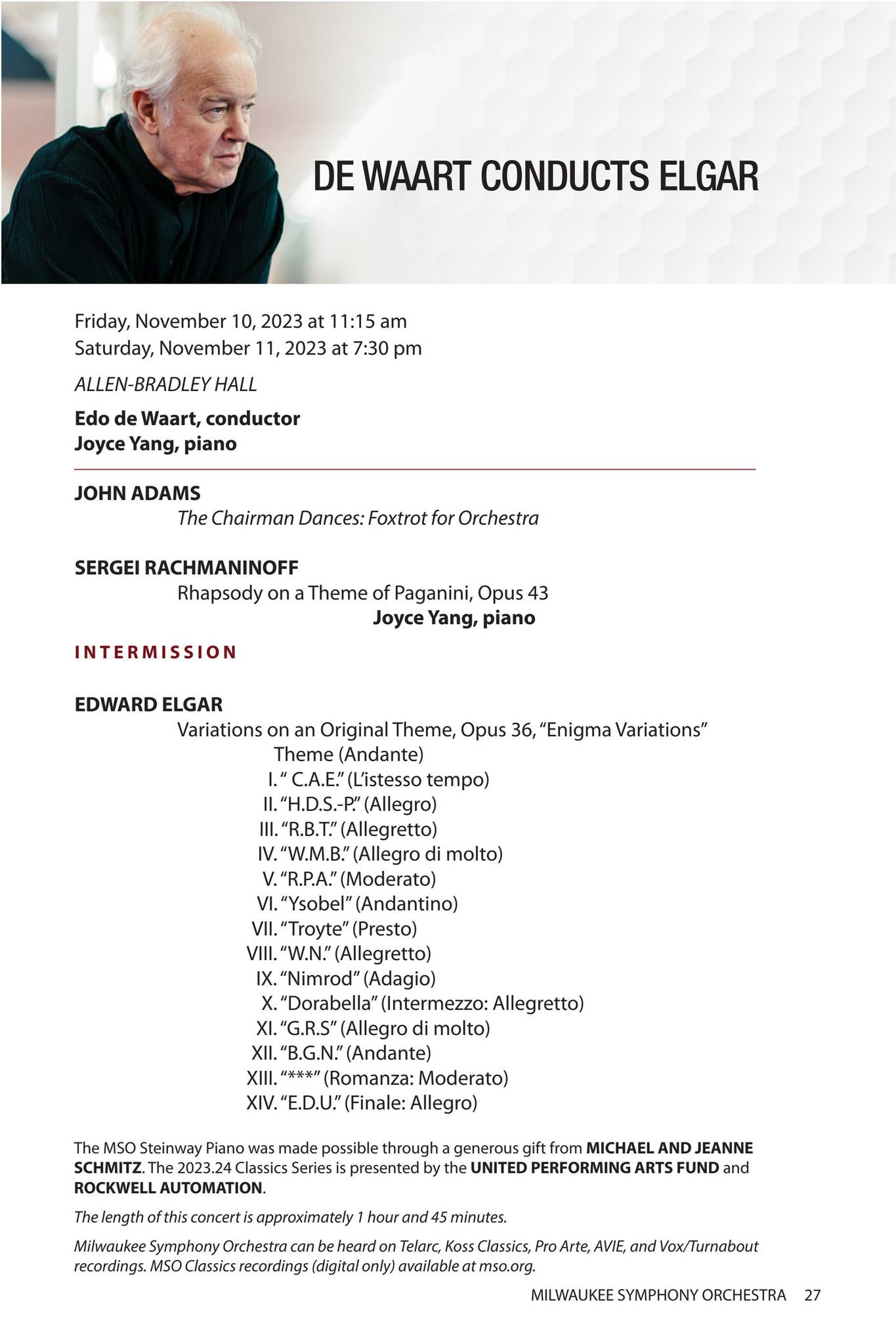 DE WAART CONDUCTS ELGAR by Milwaukee Symphony Orchestra - Issuu