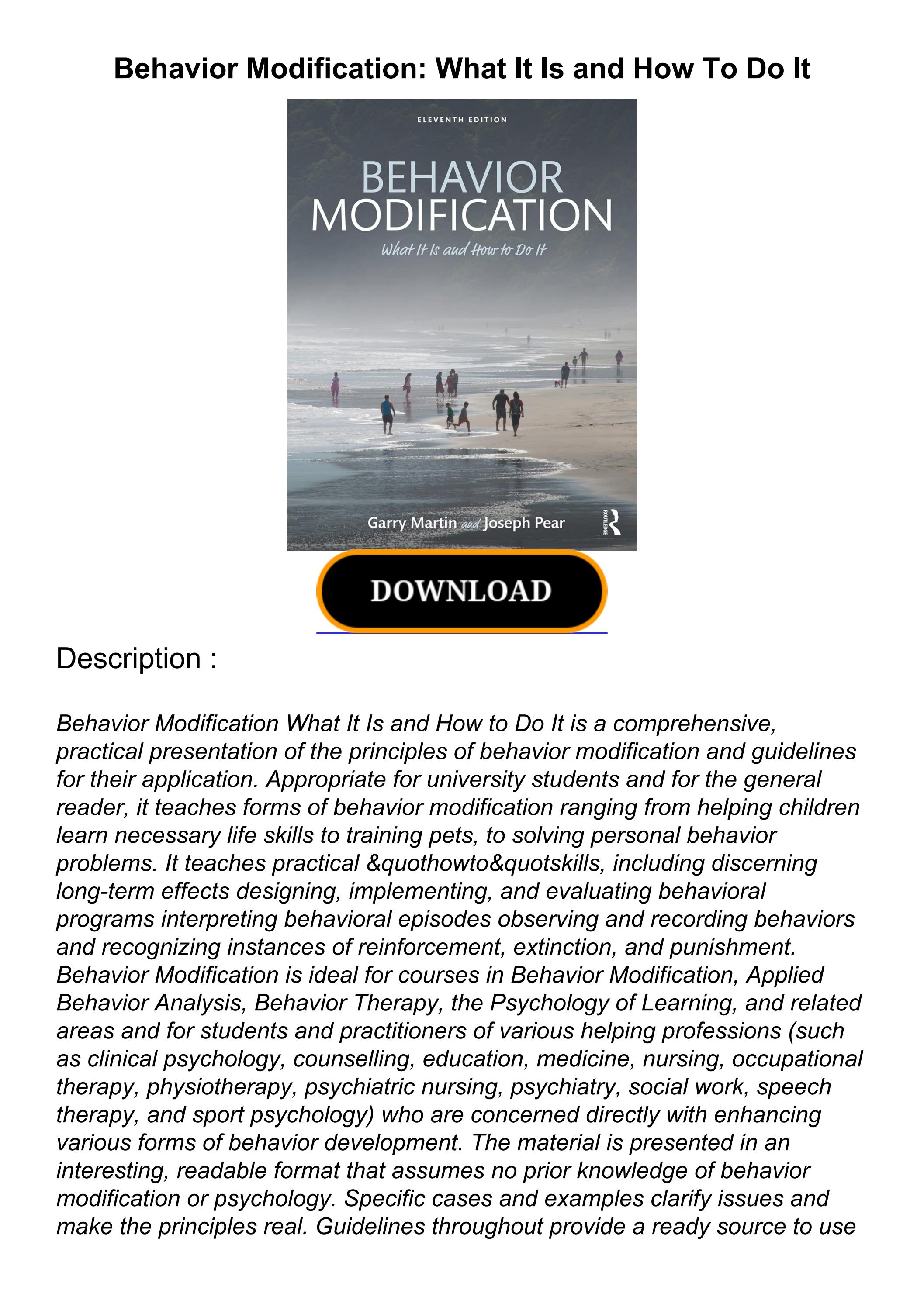 $PDF$/READ/DOWNLOAD Behavior Modification: What It Is and How To Do It ...