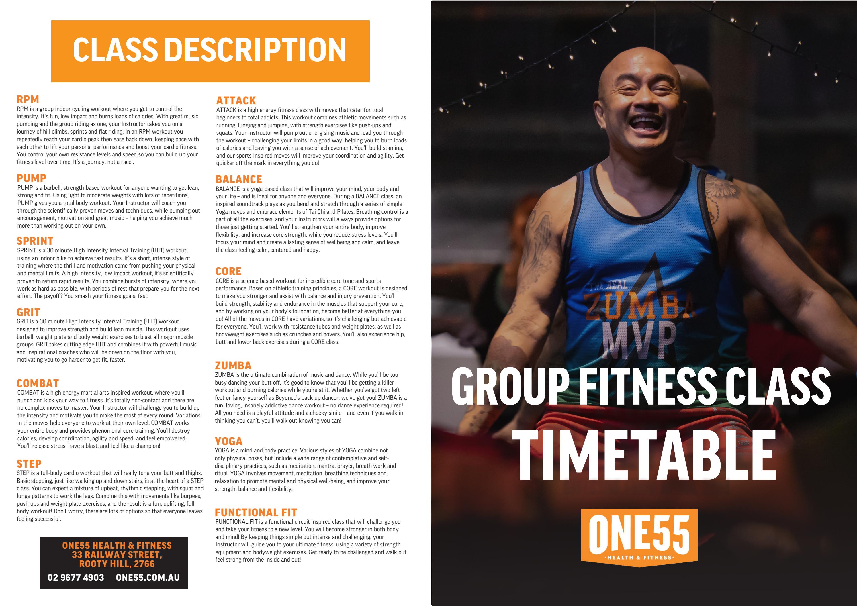 ONE55 Group Fitness Timetable by westhq - Issuu