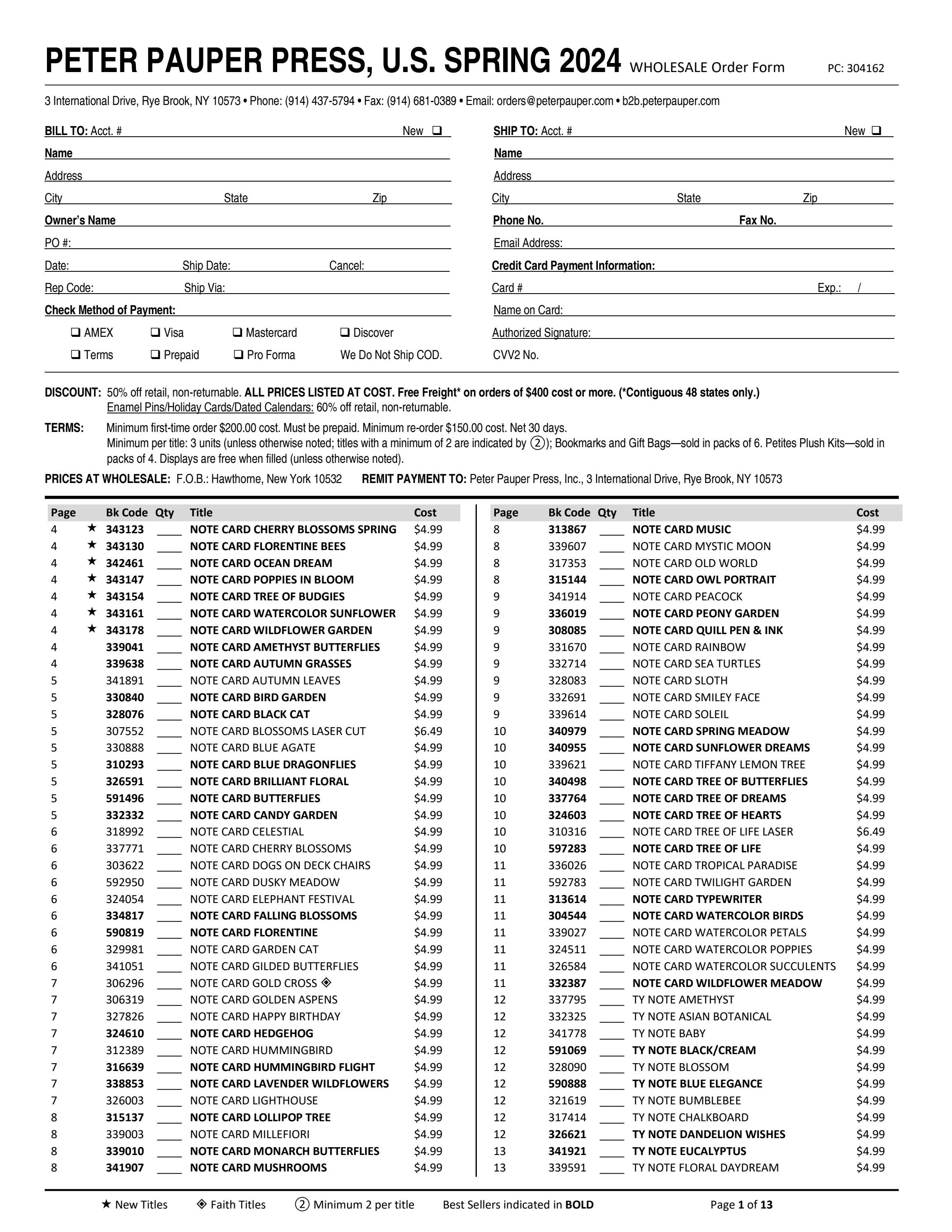 Peter Pauper Spring 2024 Order Form by Cheryl Fletcher - Issuu