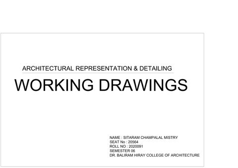 Working Drawings For Residential Building Portfolio by Sitaram Mistry ...