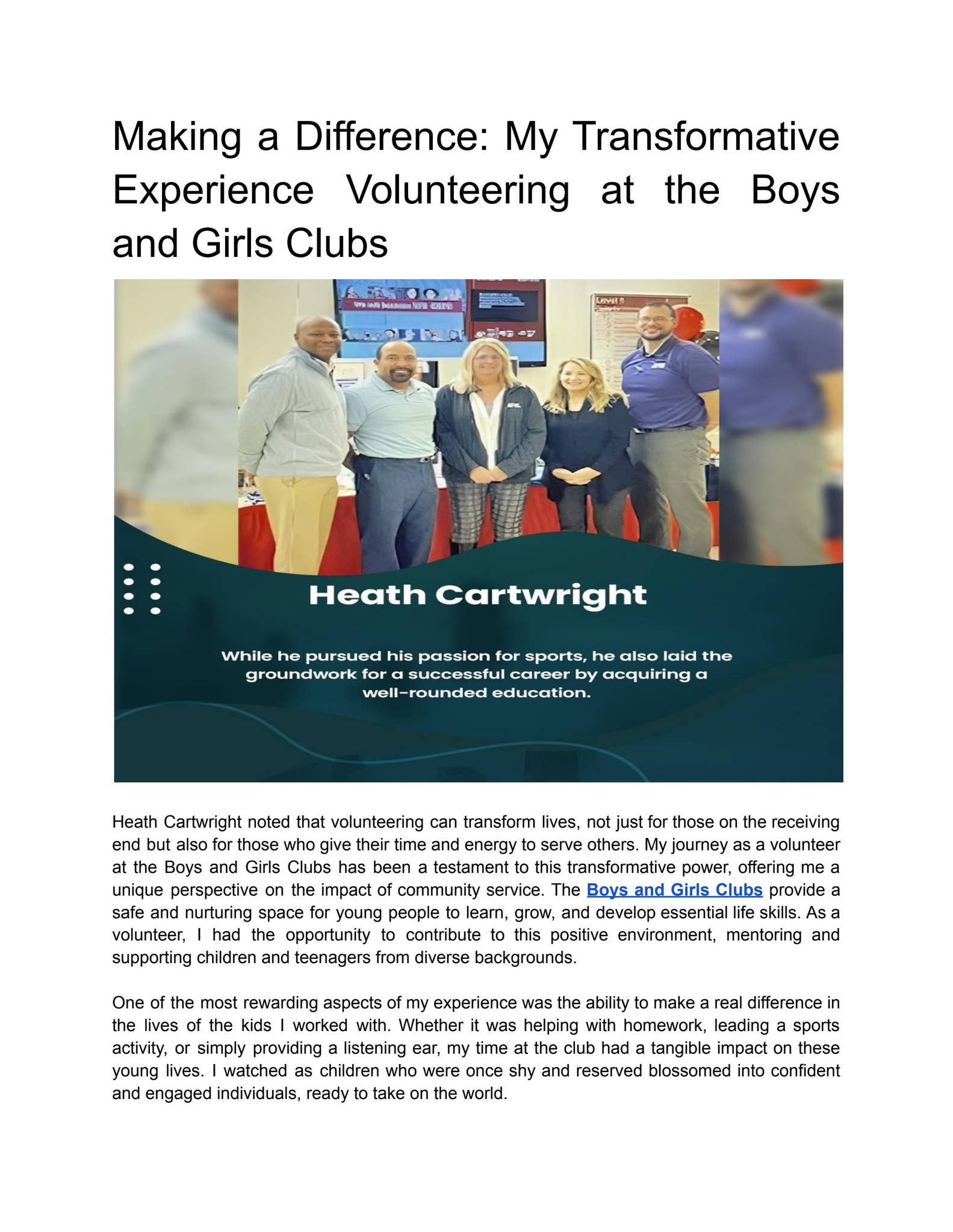 Making a Difference: My Transformative Experience Volunteering at the ...