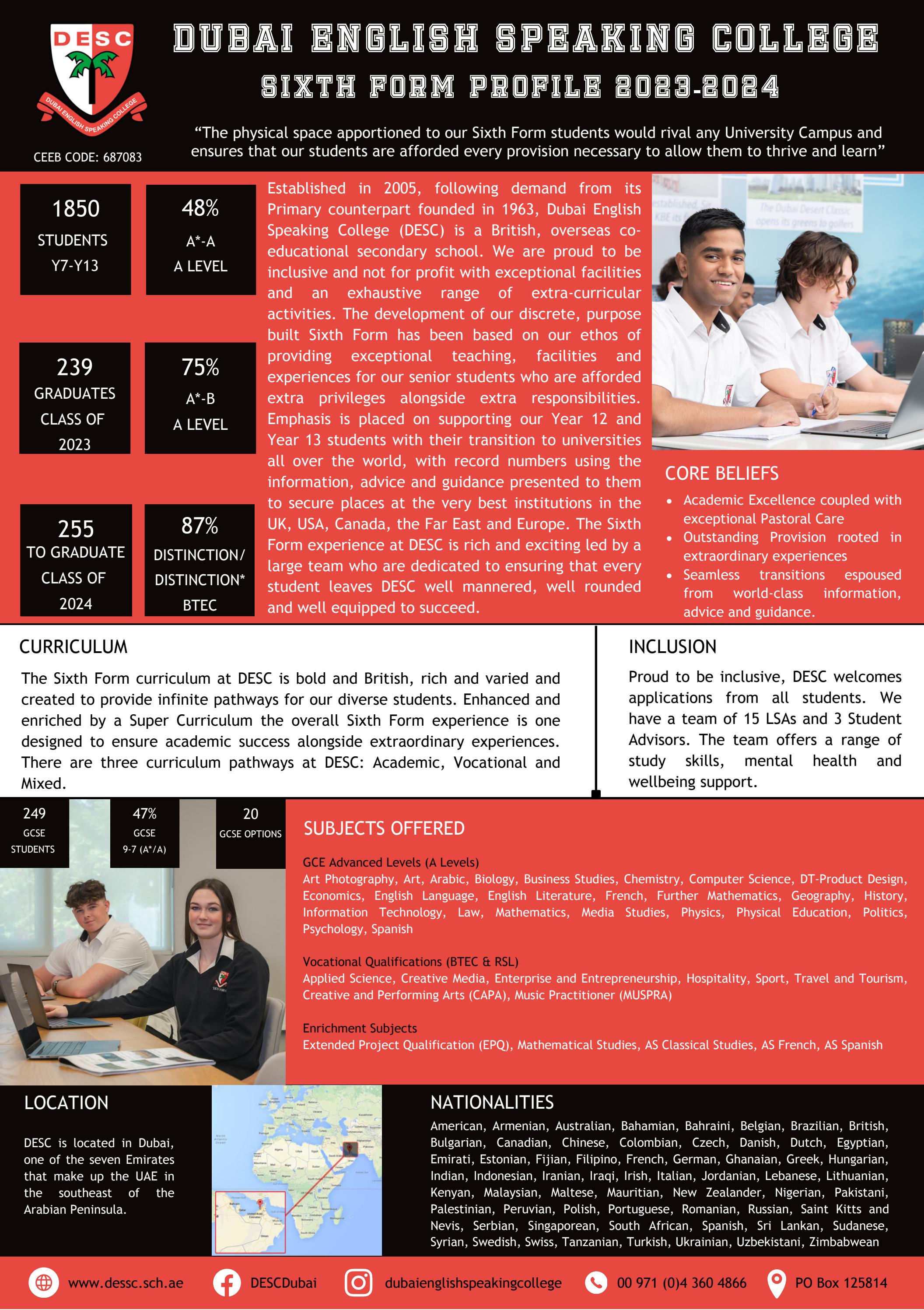 DESC Sixth Form Profile 2023-2024 by Dubai English Speaking School ...