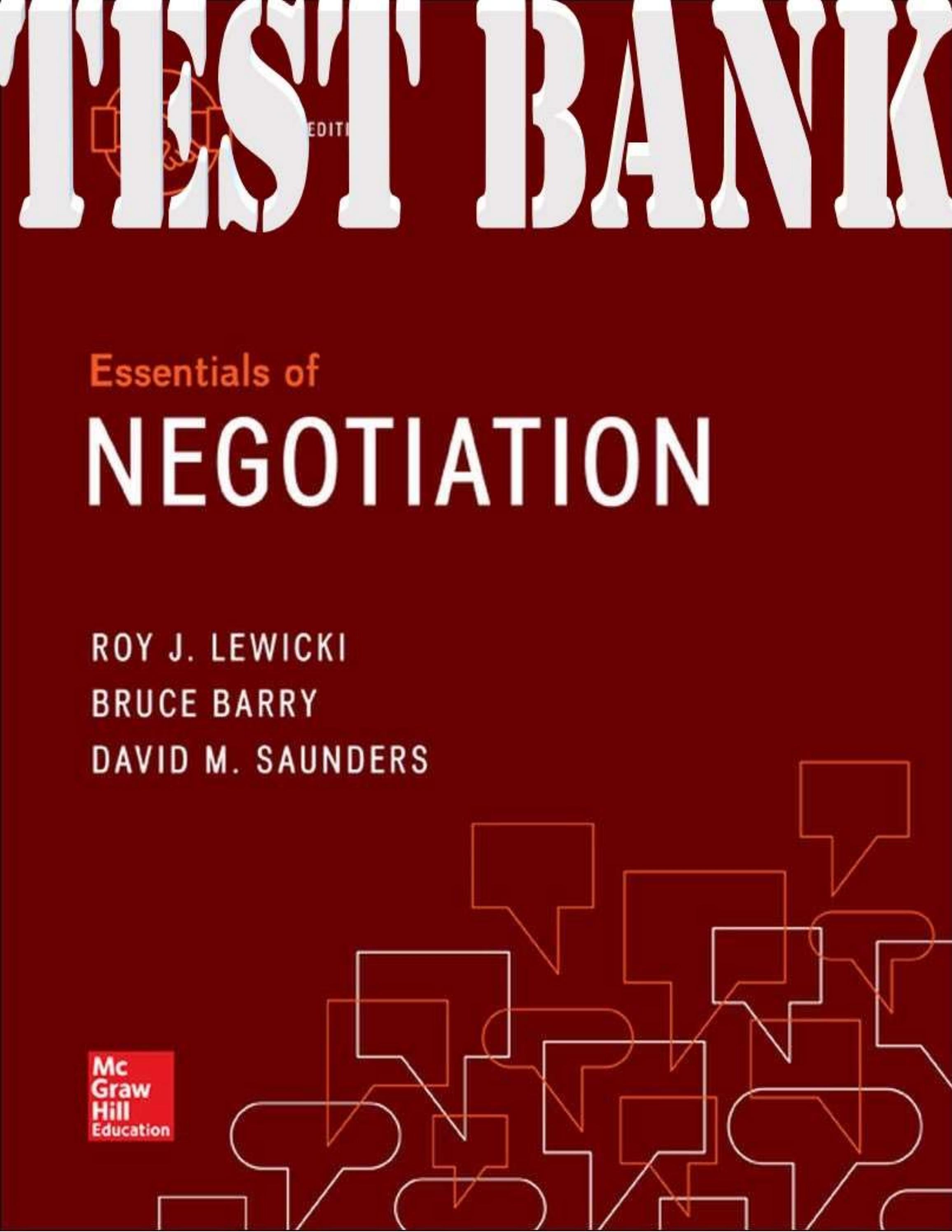 TEST BANK for Essentials of Negotiation 6th Edition by Roy Lewicki ...