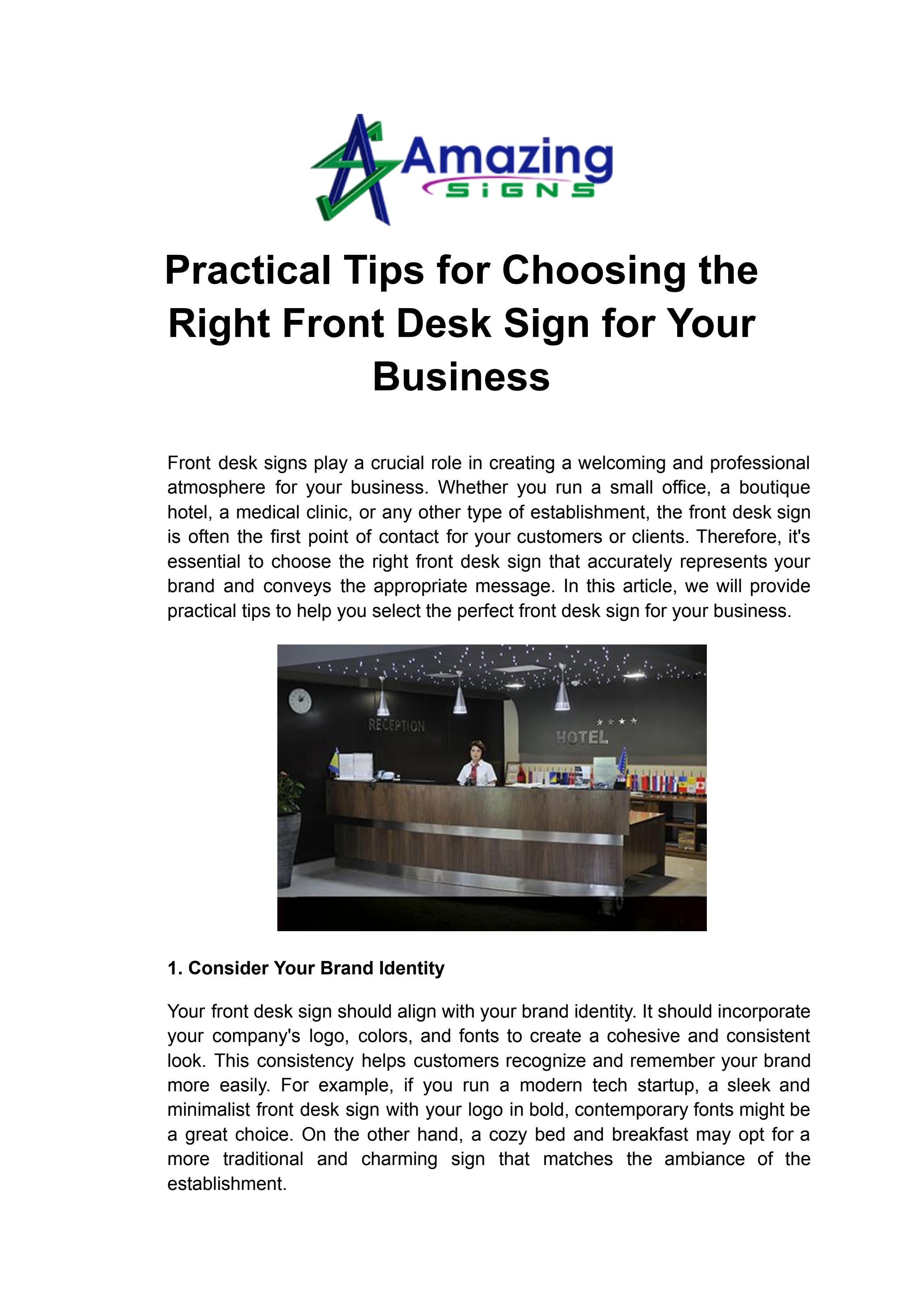Practical Tips for Choosing the Right Front Desk Sign for Your Business ...