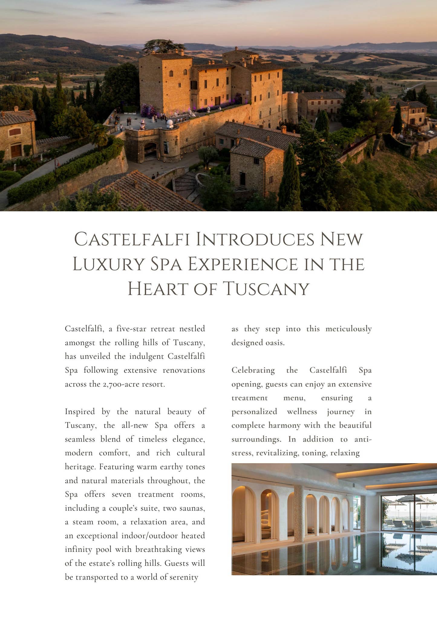 Castelfalfi Introduces New Luxury Spa Experience in the Heart of ...
