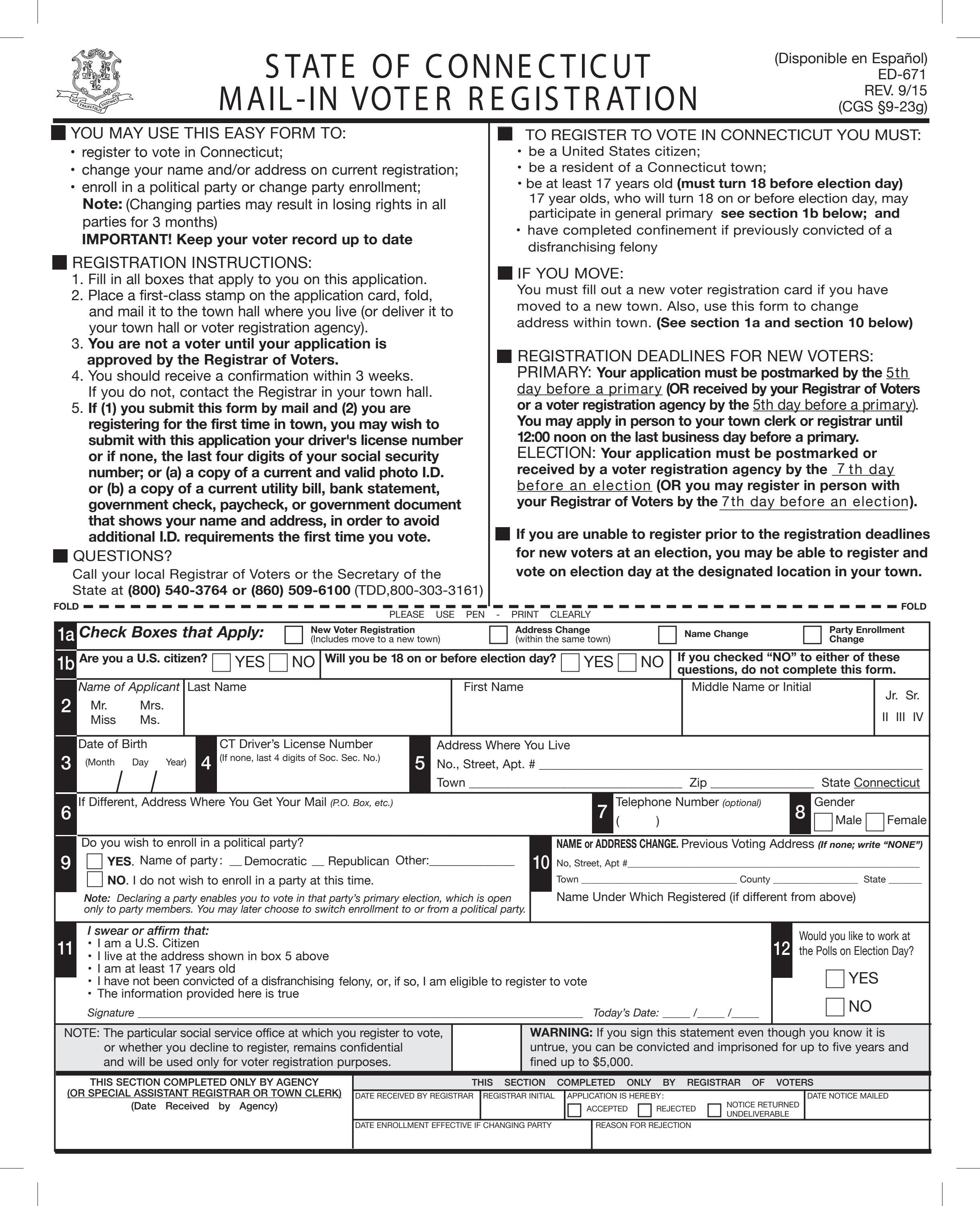 Connecticut voter registration form by Record Journal - Issuu
