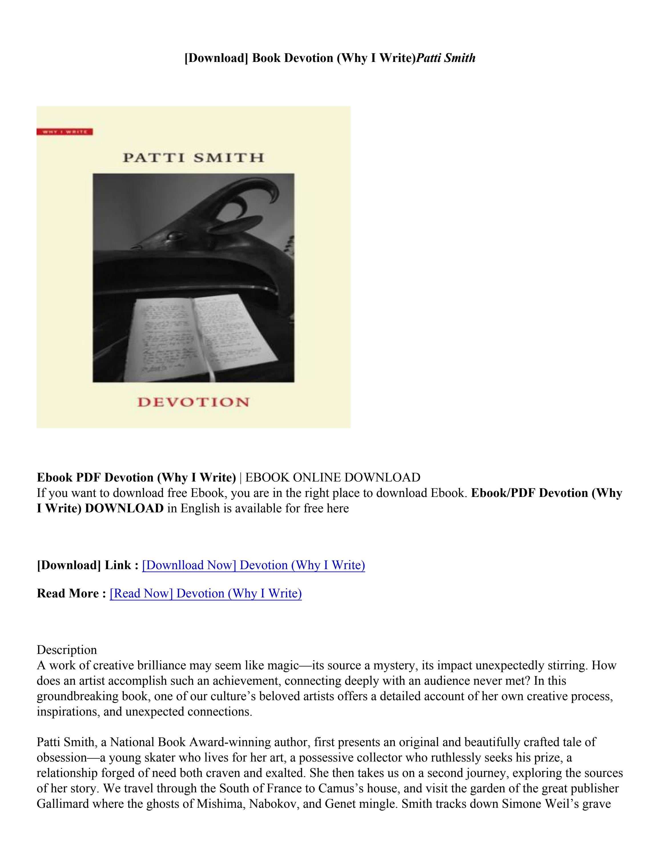 [PDF] Download Devotion (Why I Write) By Patti Smith by brynnpacorro77 - Issuu