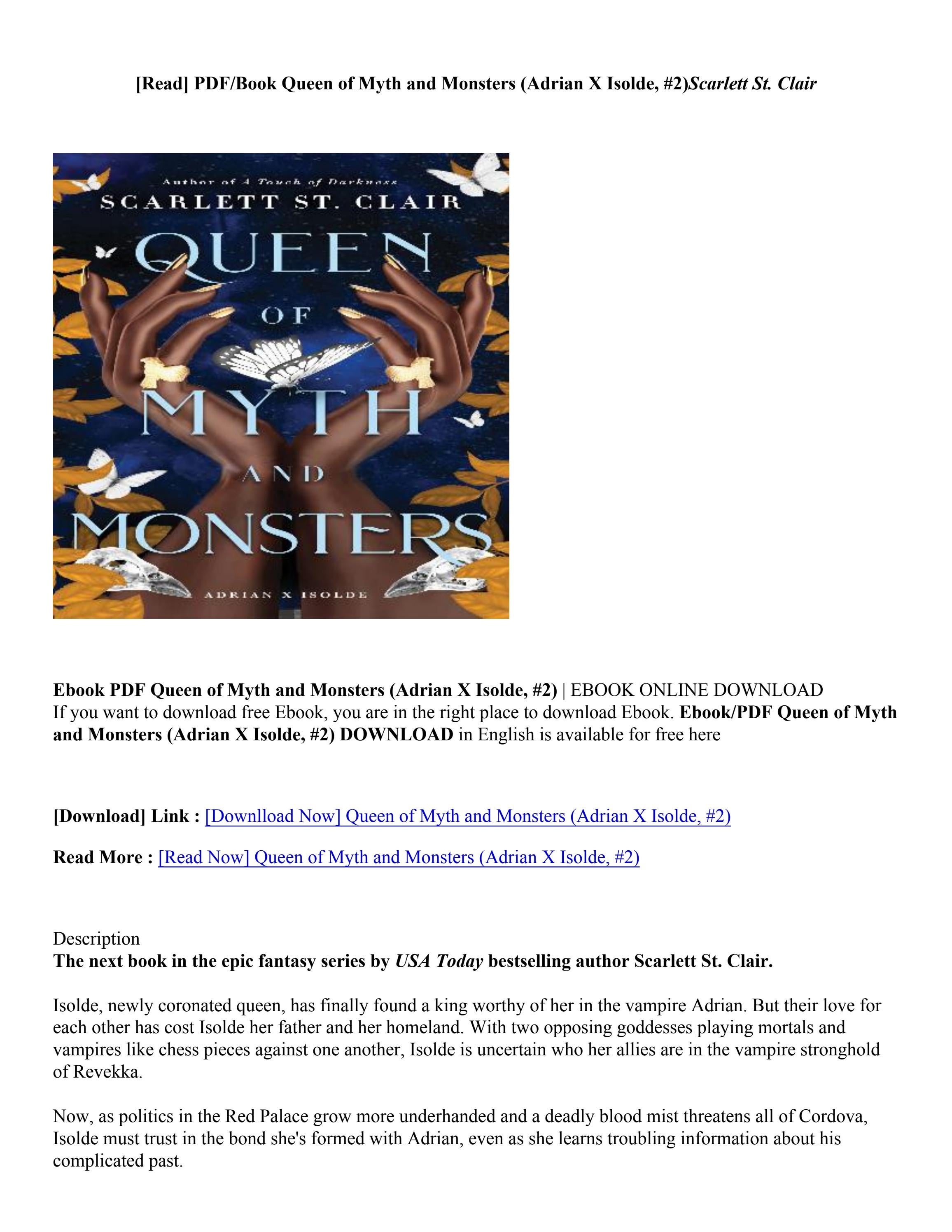 [PDF Download] Queen of Myth and Monsters (Adrian X Isolde, #2) By Scarlett St. Clair by ...