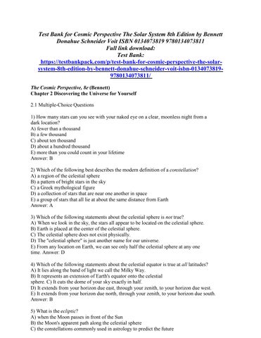 Test bank for cosmic perspective the solar system 8th edition by ...