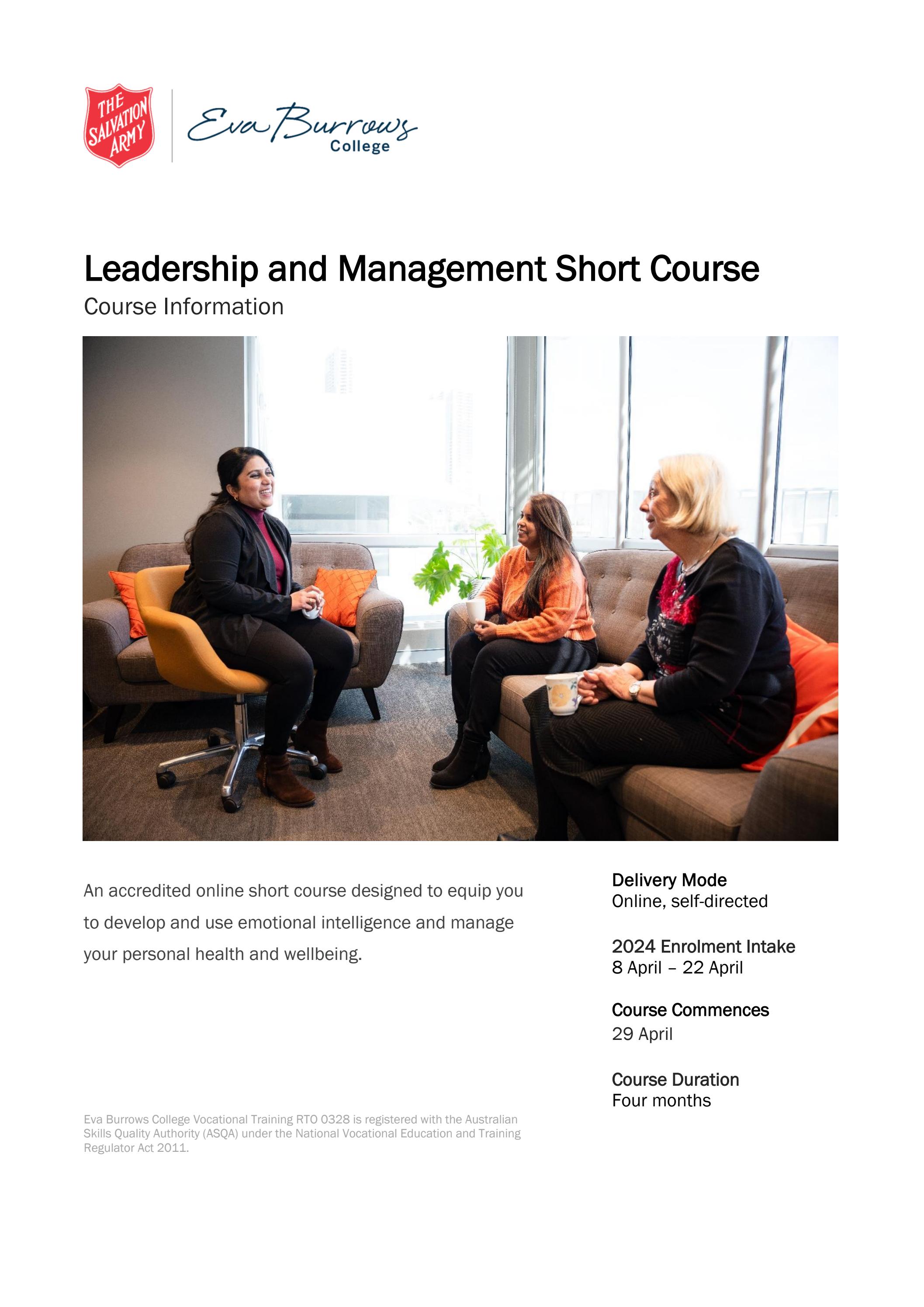 Leadership and Management Short Course by EvaBurrowsCollege - Issuu