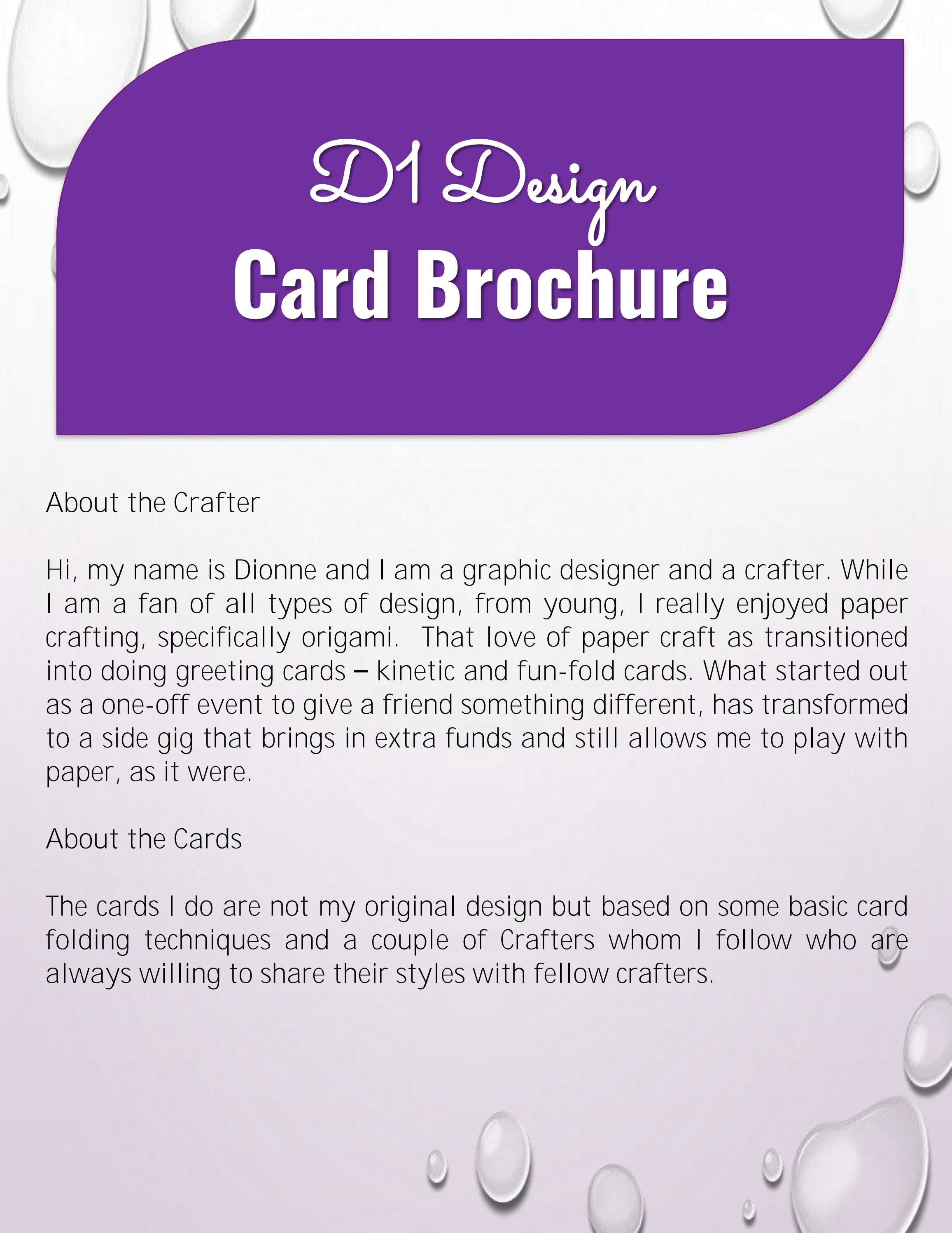 D1 Design Card Brochure by Dionne Hunte - Issuu