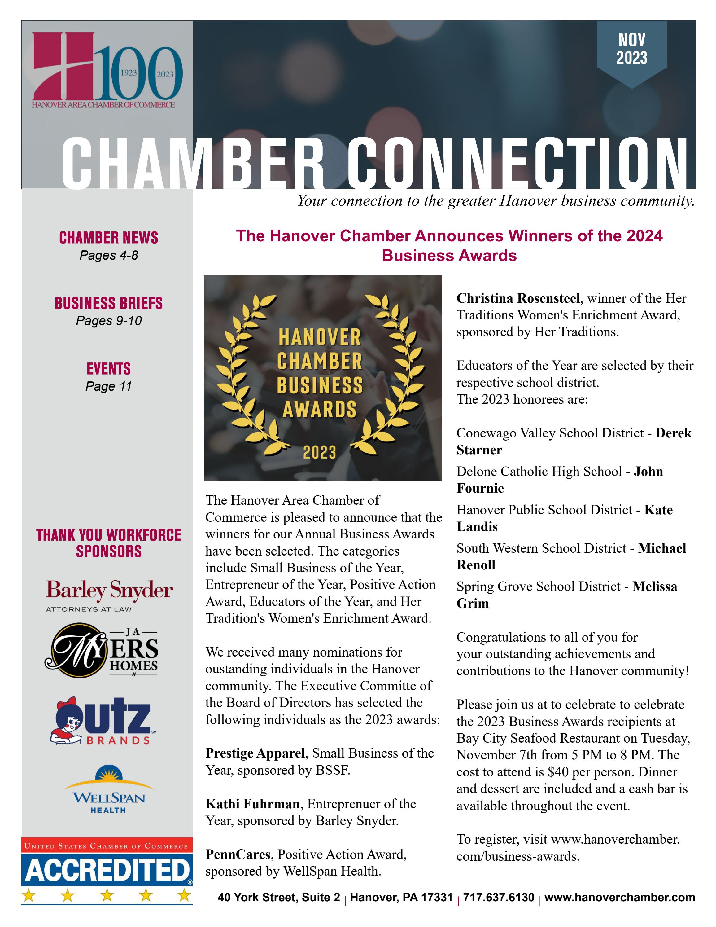 Chamber Connection - November 2023 by Hanover Area Chamber of Commerce ...