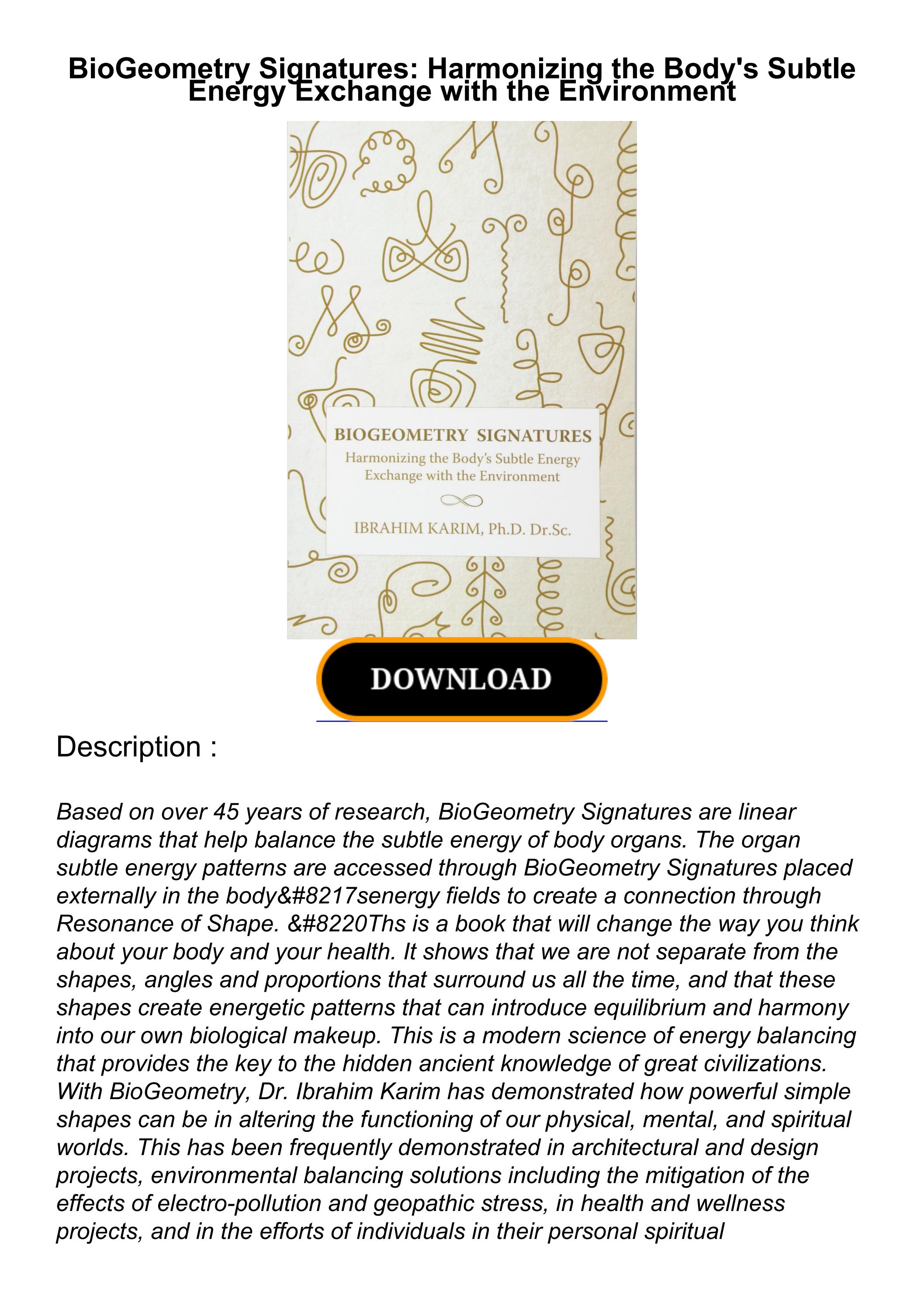 BioGeometry Signatures: Harmonizing The Body's Subtle, 46% OFF