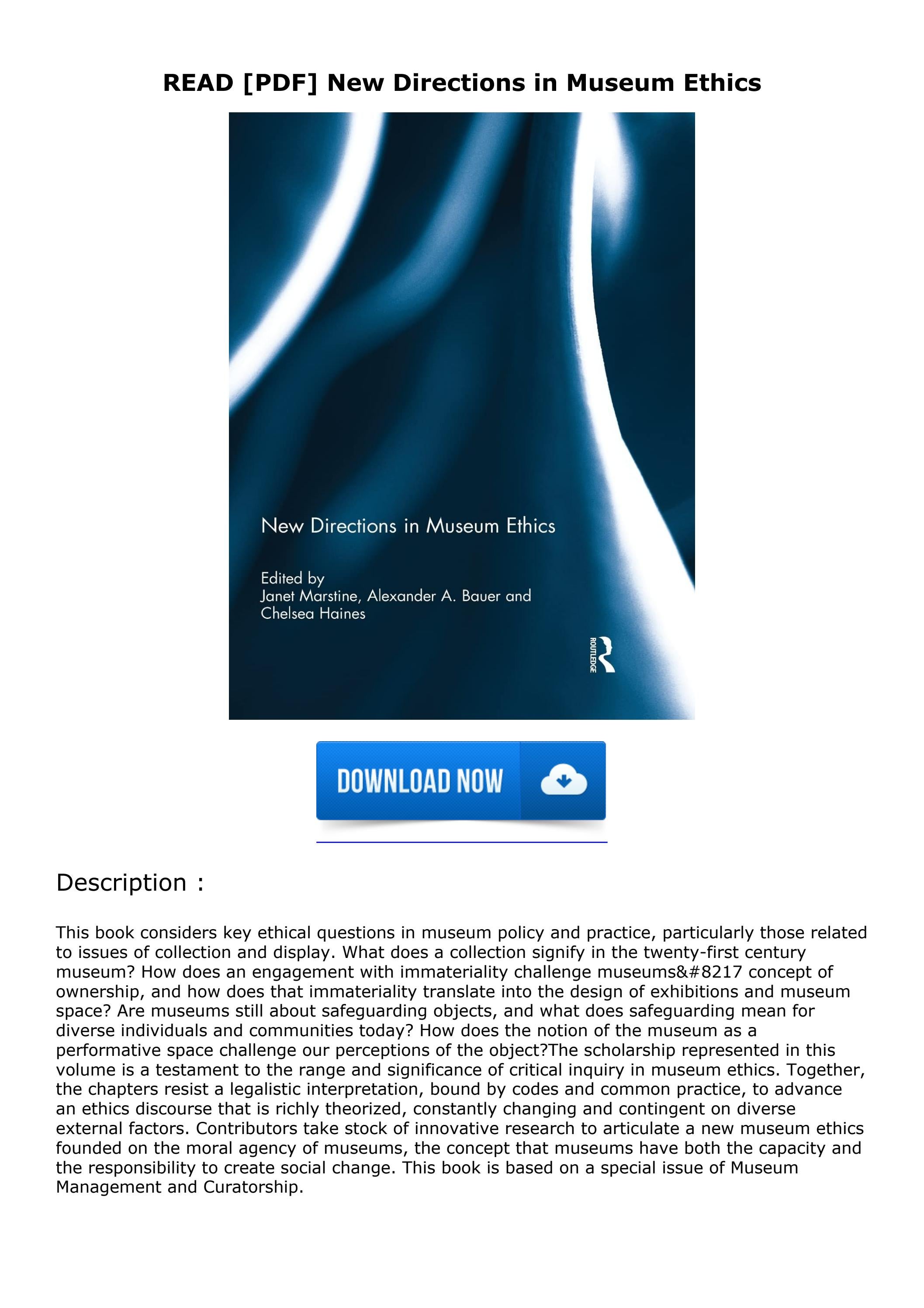 READ [PDF] New Directions in Museum Ethics by gabrielmarshase - Issuu