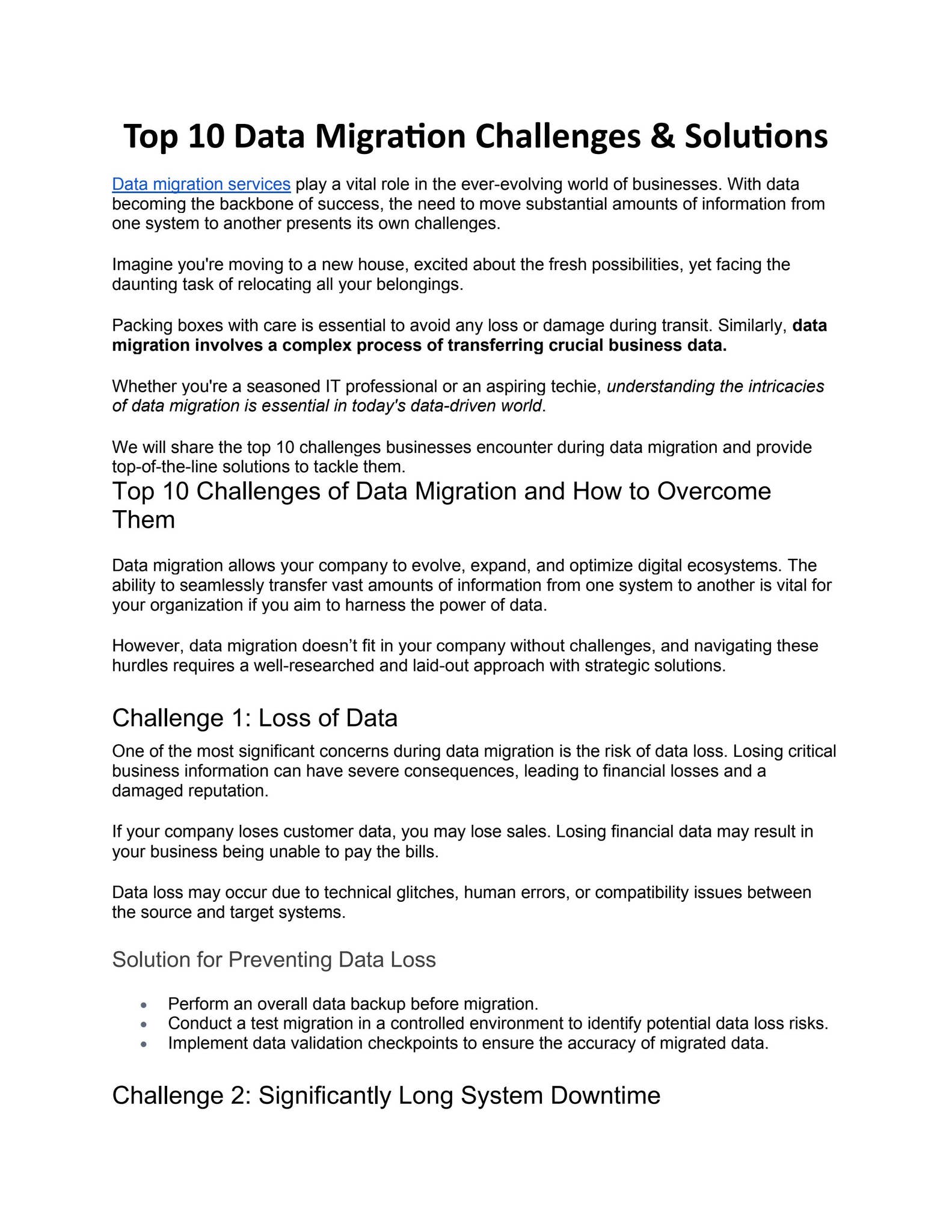 Top 10 Data Migration Challenges & Solutions by Augmented Systems - Issuu