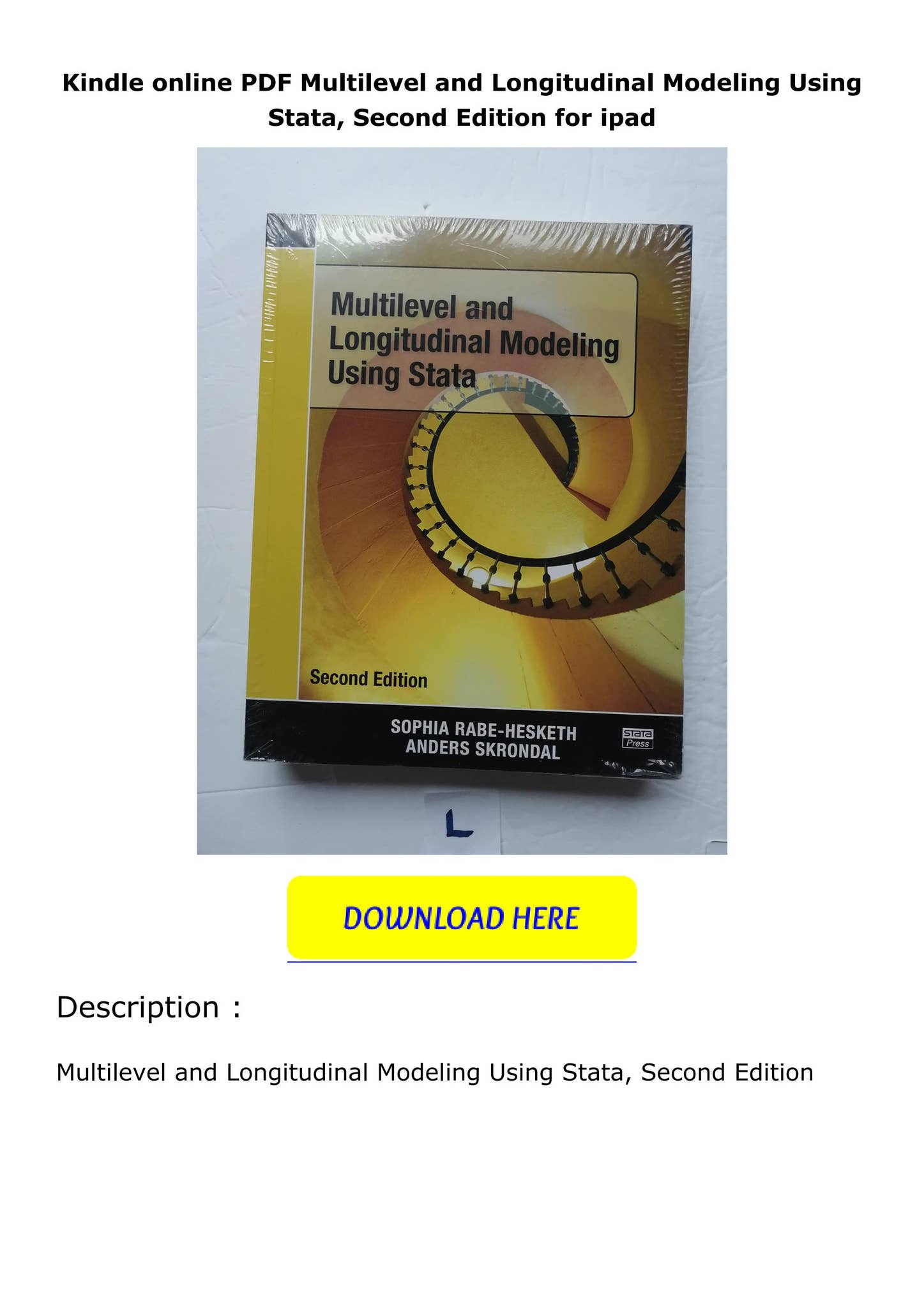 Kindle online PDF Multilevel and Longitudinal Modeling Using Stata ...