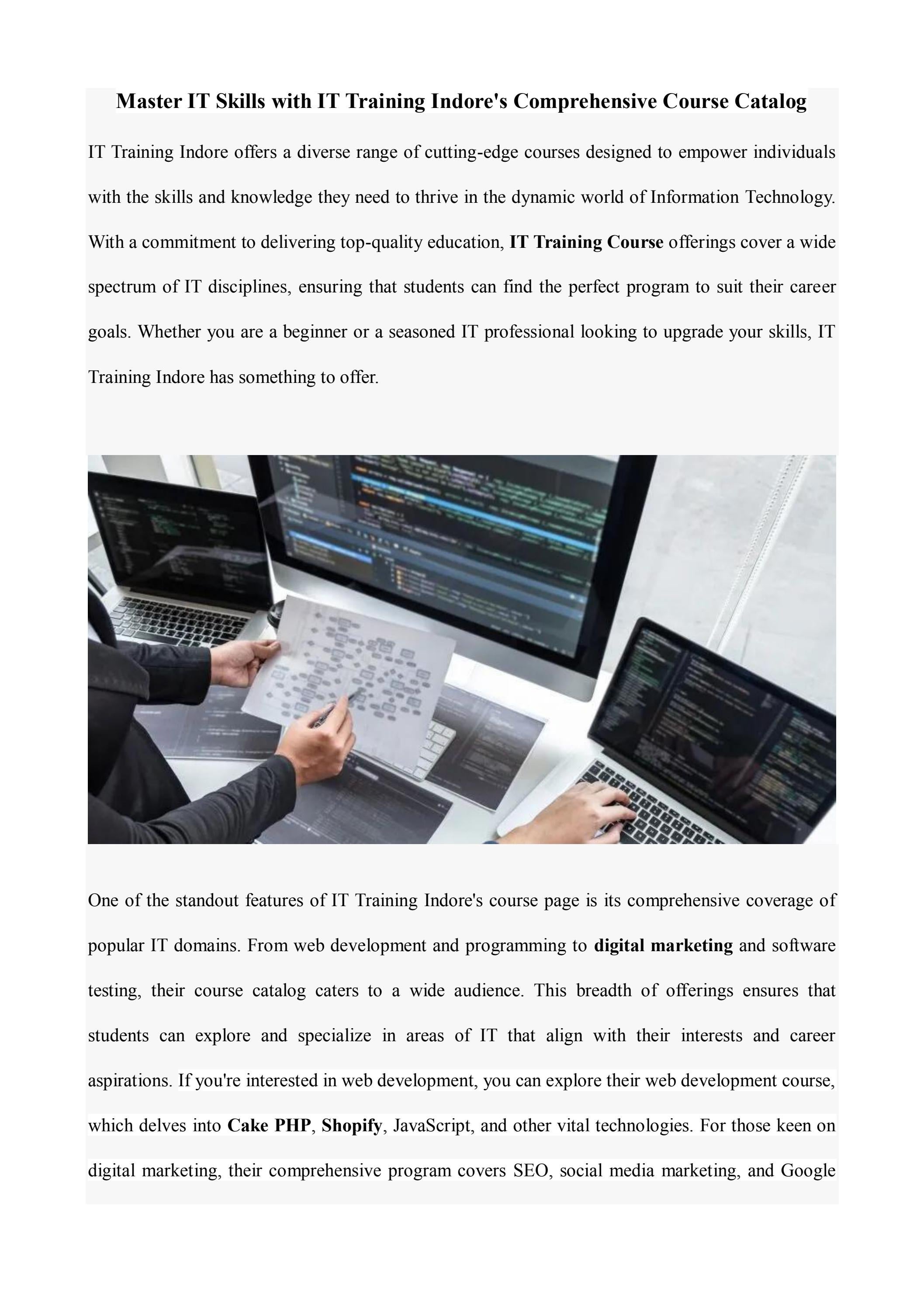 Master IT Skills with IT Training Indore's Comprehensive Course Catalog ...