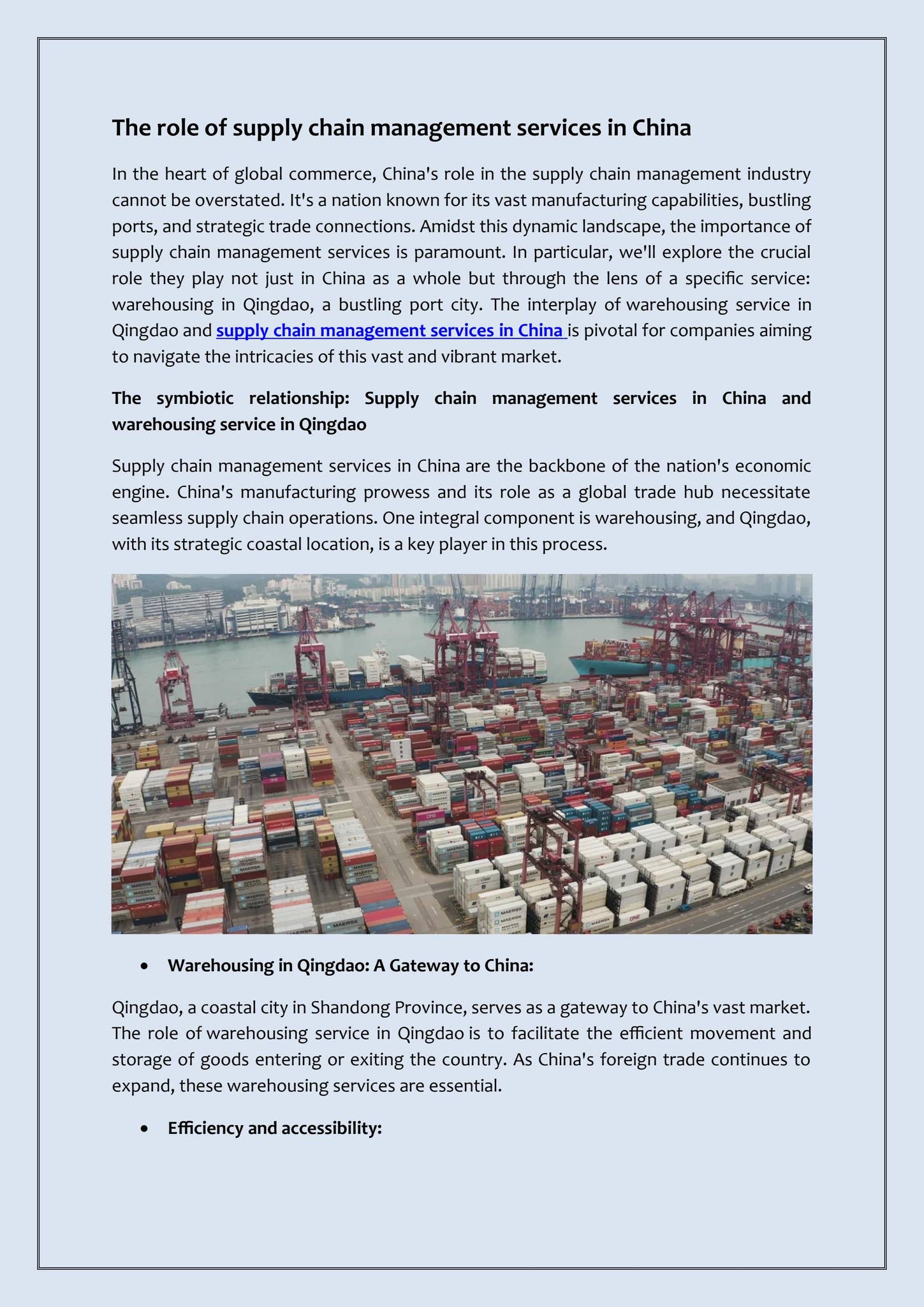 The role of supply chain management services in China by Moov Logistics ...