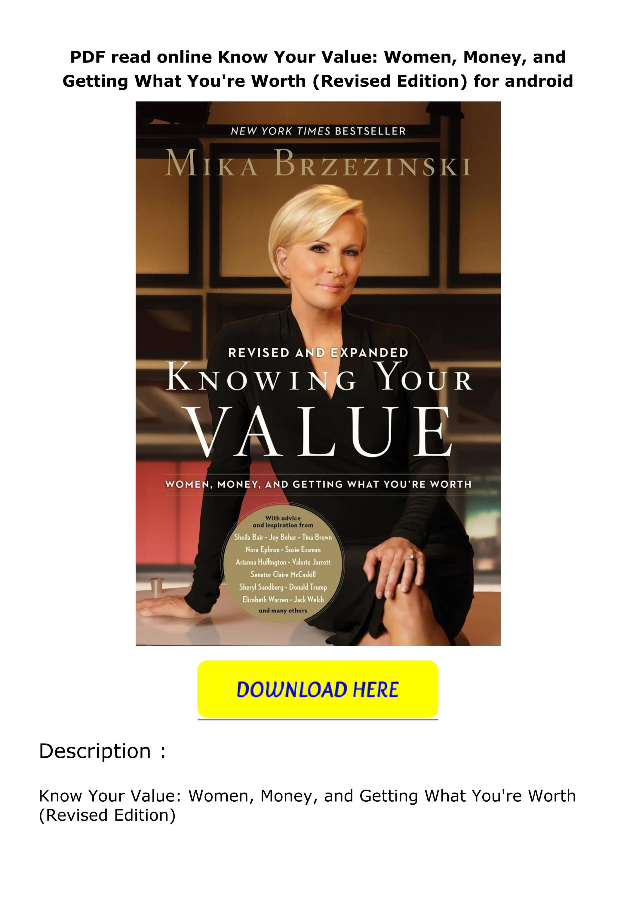 PDF read online Know Your Value: Women, Money, and Getting What You're ...