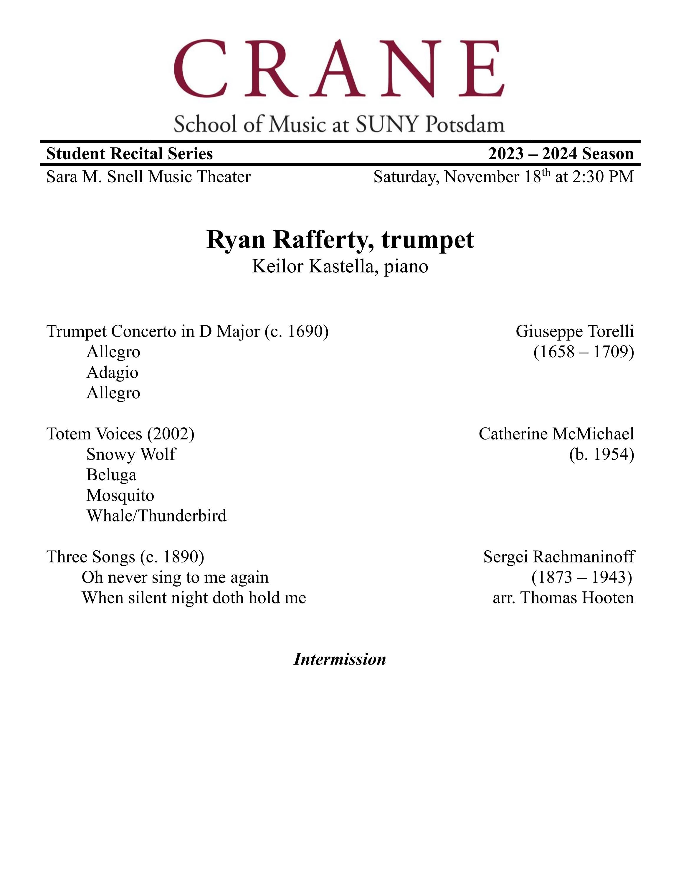 11.18.23 Ryan Rafferty, Trumpet by The Crane School of Music - Issuu