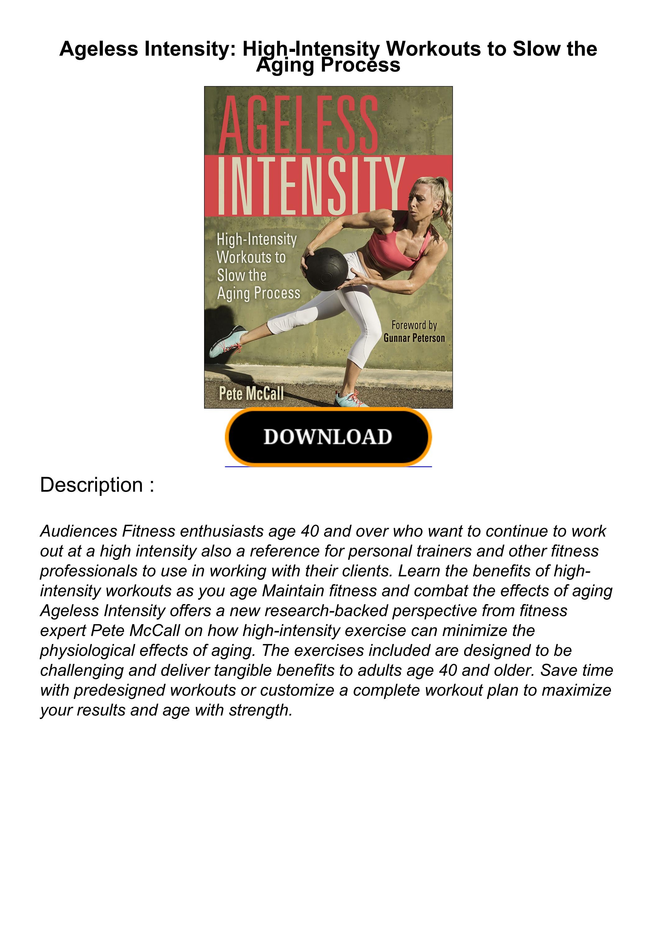 READ [PDF] Ageless Intensity: High-Intensity Workouts to Slow the Aging ...