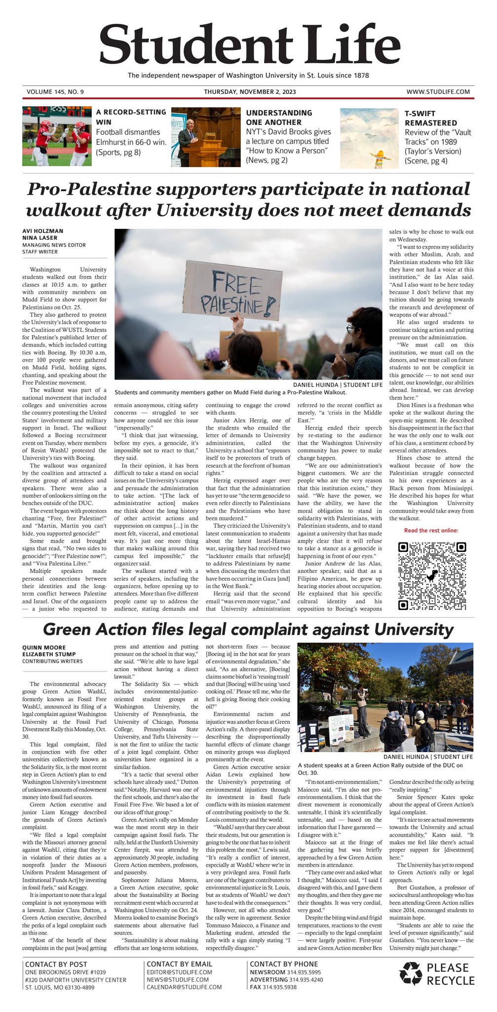 November 2, 2023 Student Life Newspaper, Washington University in St ...