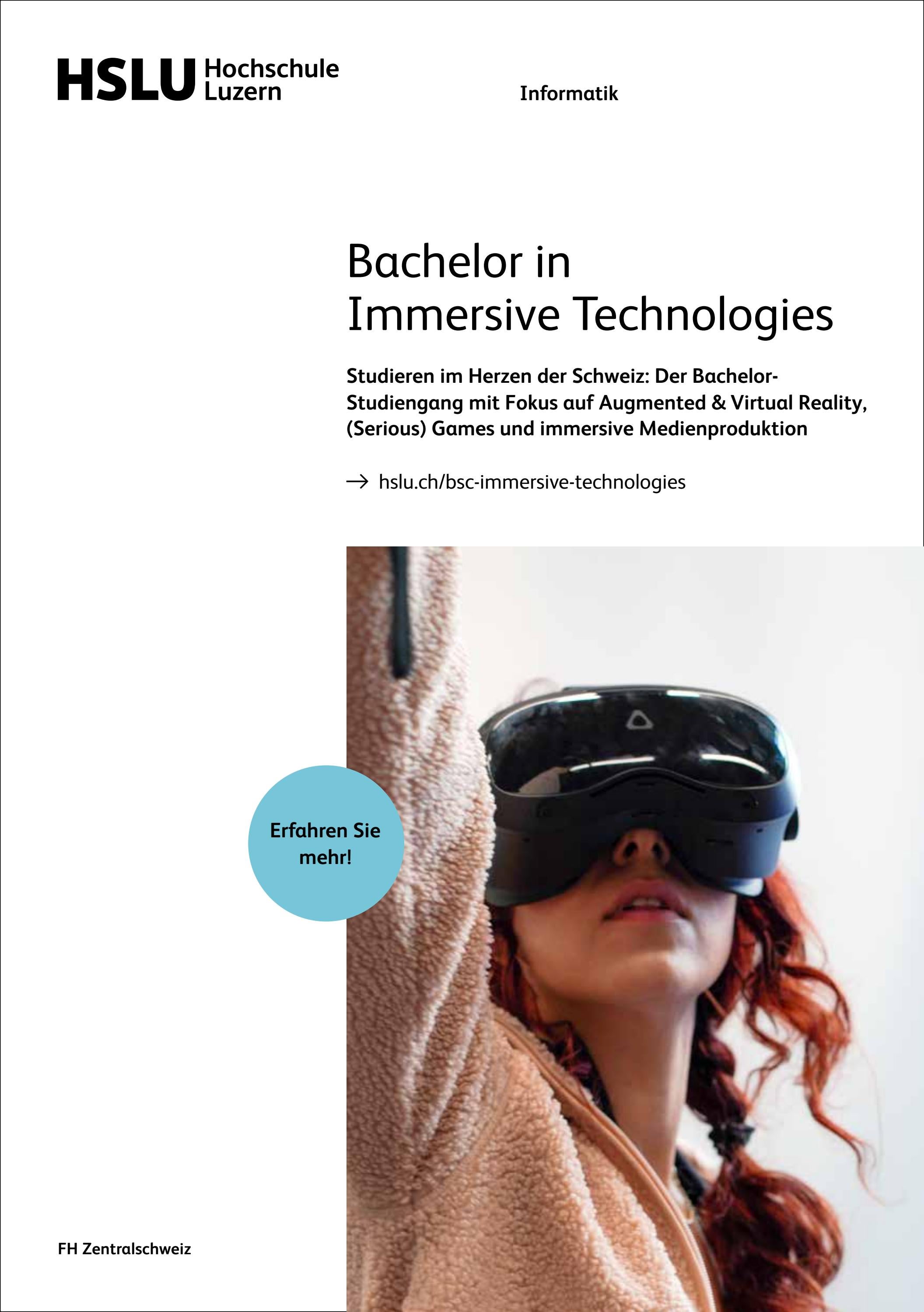 Flyer Bachelor Immersive Technologies by Hochschule Luzern - Issuu
