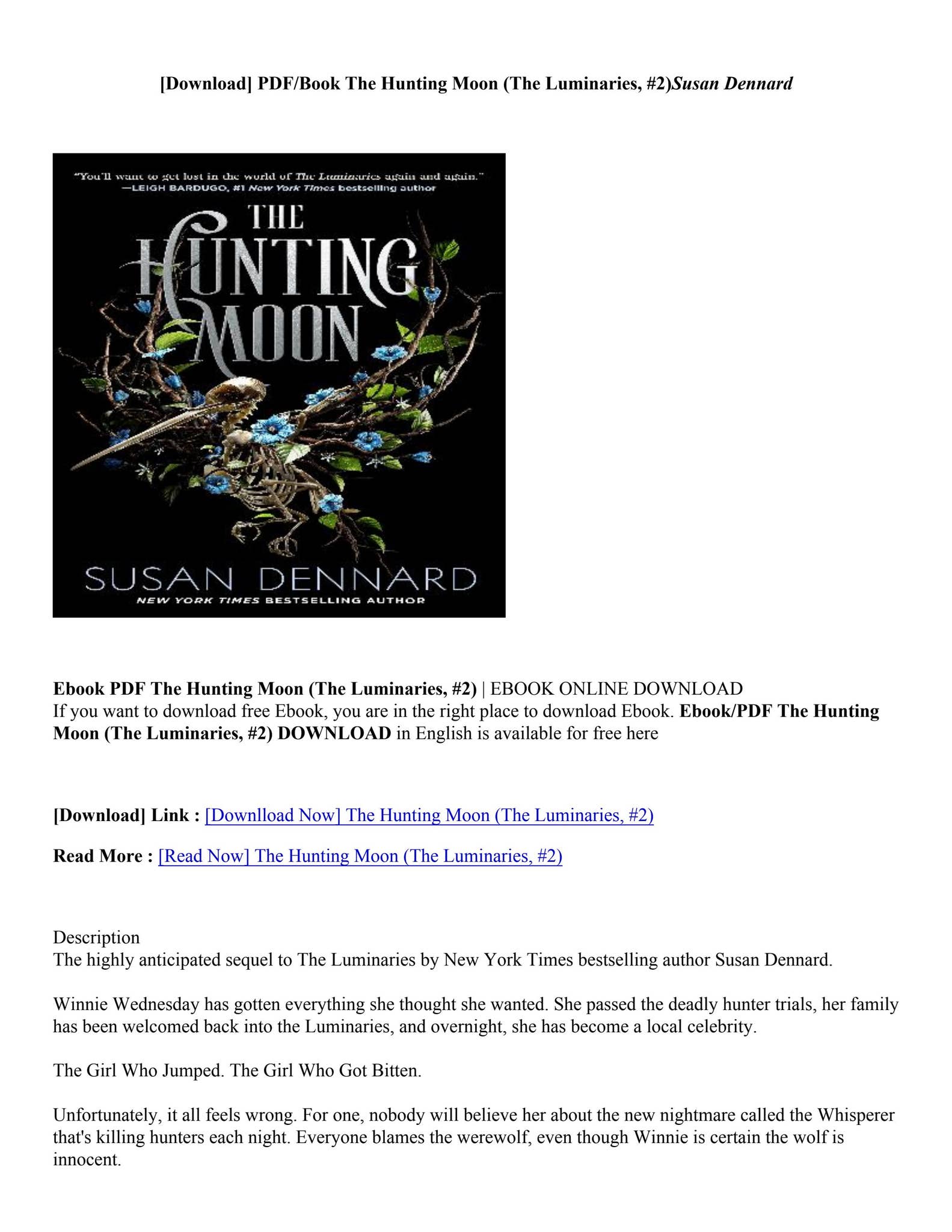 [PDF] Download The Hunting Moon (The Luminaries, #2) By Susan Dennard ...