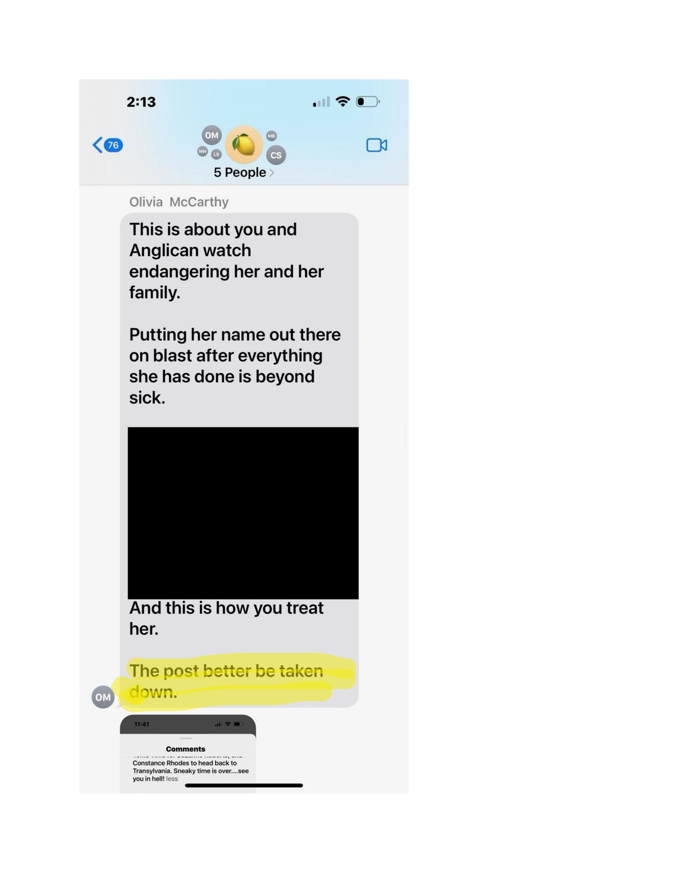 Olivia McCarthy makes terroristic threats against Angie and Gracie ...