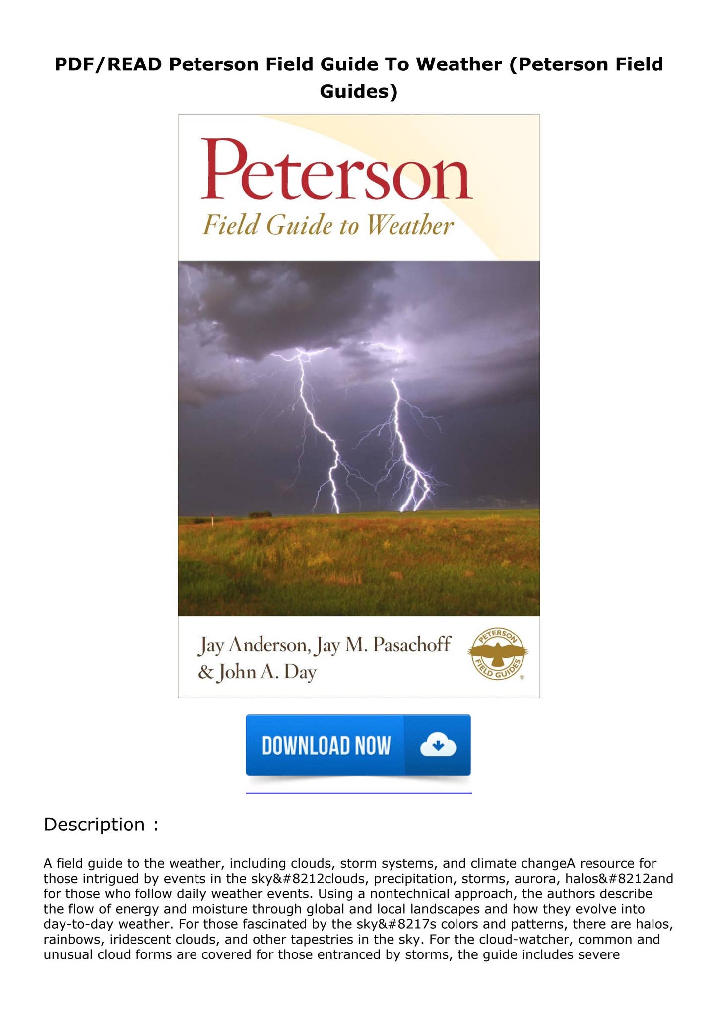 PDF/READ Peterson Field Guide To Weather (Peterson Field Guides) by ...