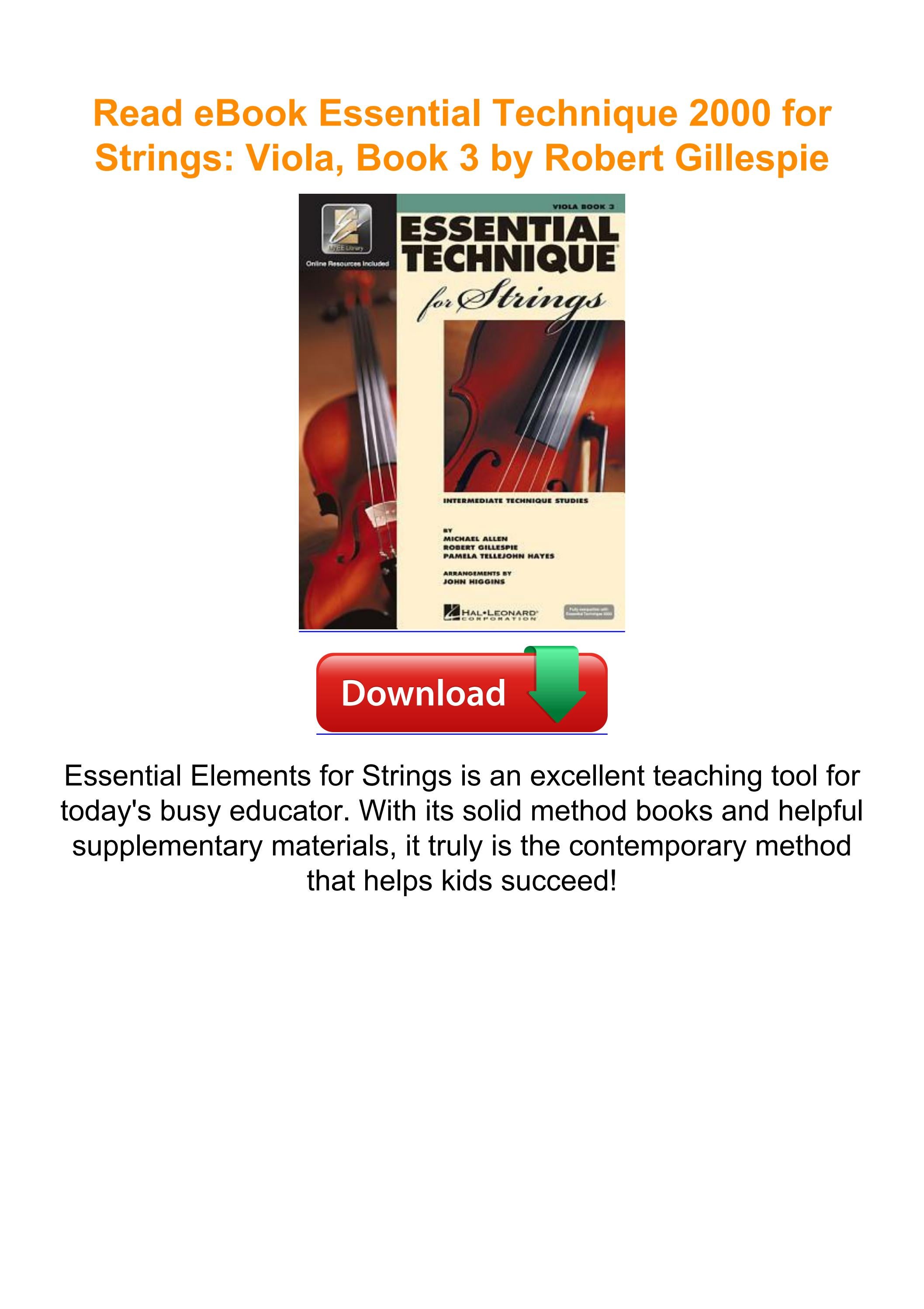 Read eBook Essential Technique 2000 for Strings: Viola, Book 3 by Robert Gillespie by ...