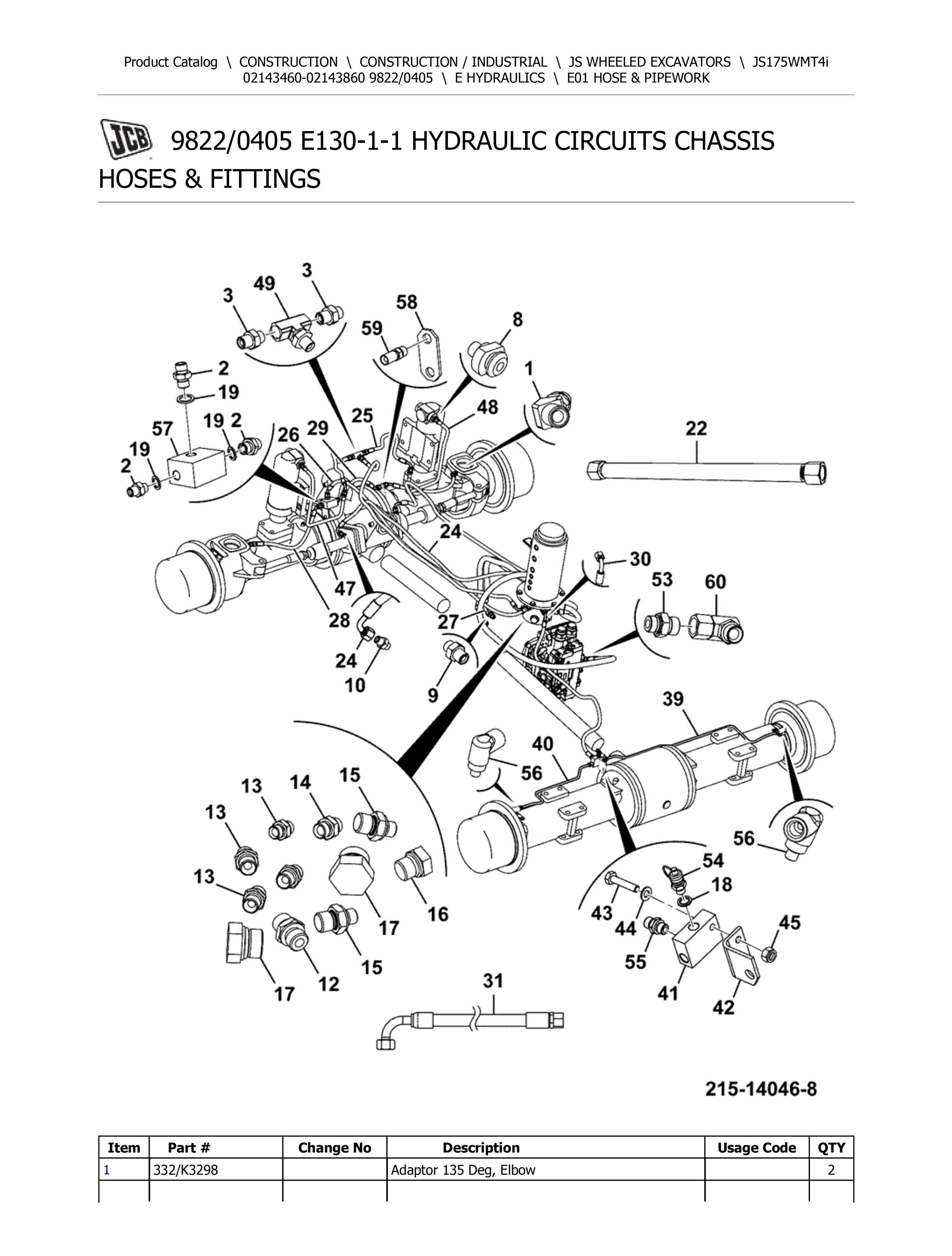 JCB JS175WM T4i Wheeled Excavator Parts Catalogue Manual (Serial Number ...