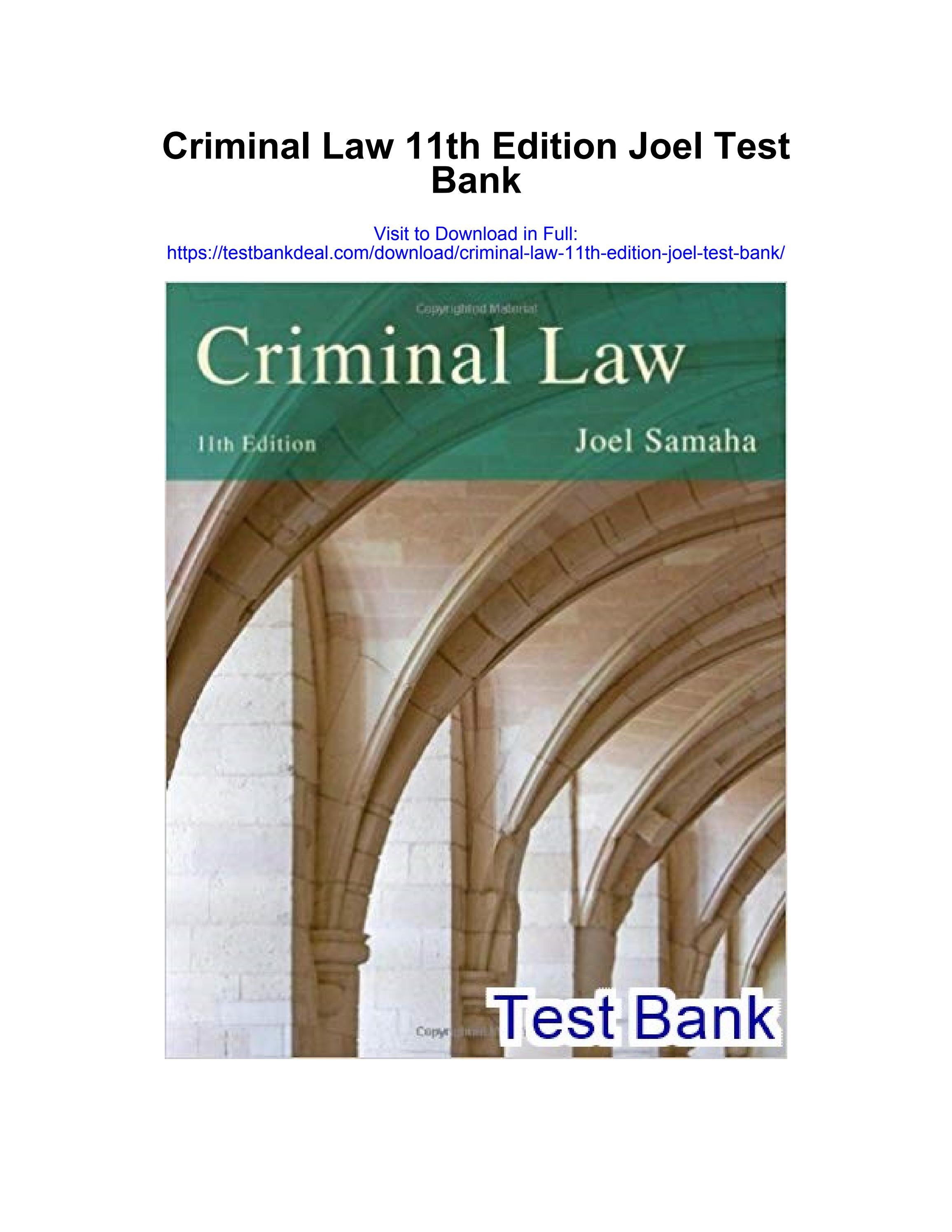 Criminal law 11th edition joel test bank by matthew.rathbone823 - Issuu
