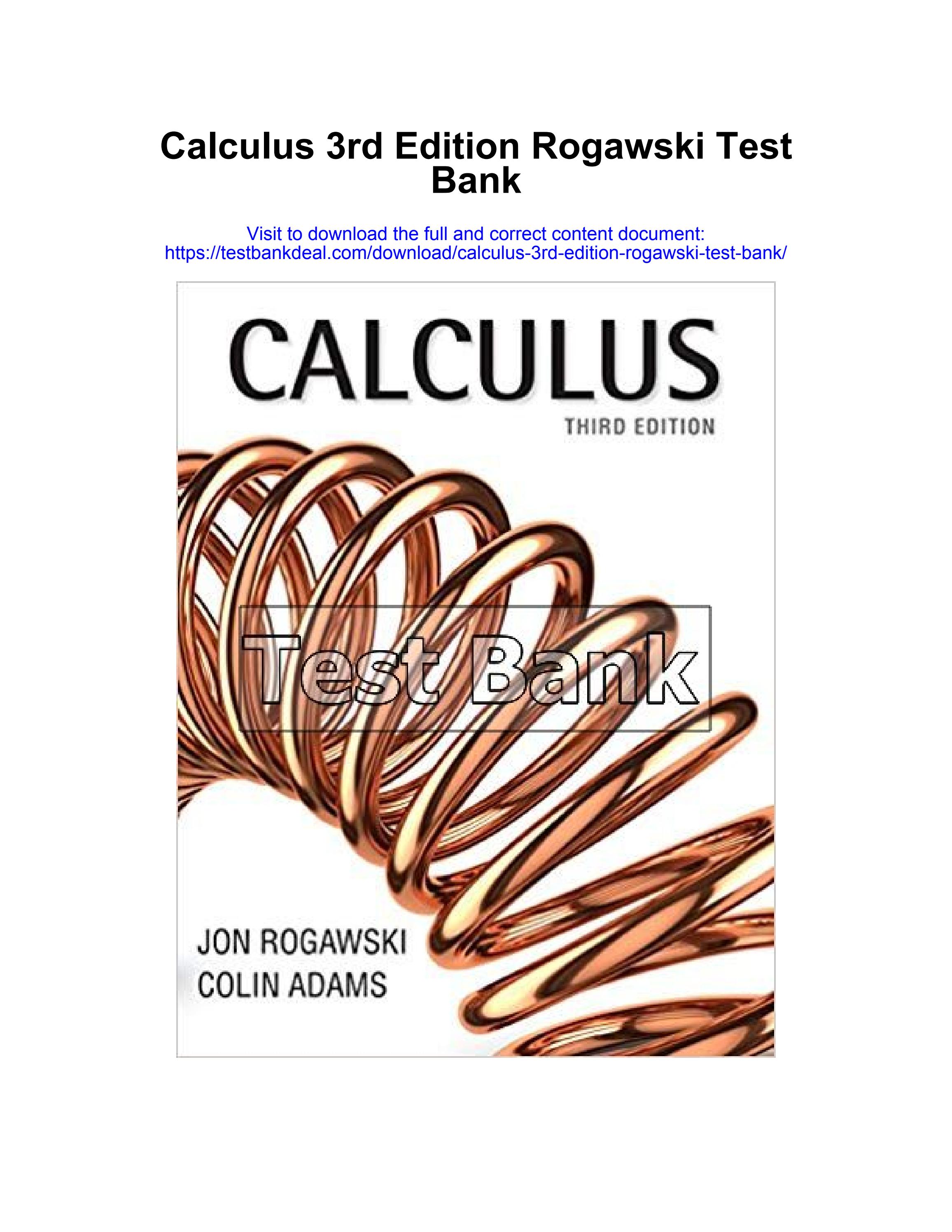 Calculus 3rd edition rogawski test bank by anthony.cokely804 - Issuu