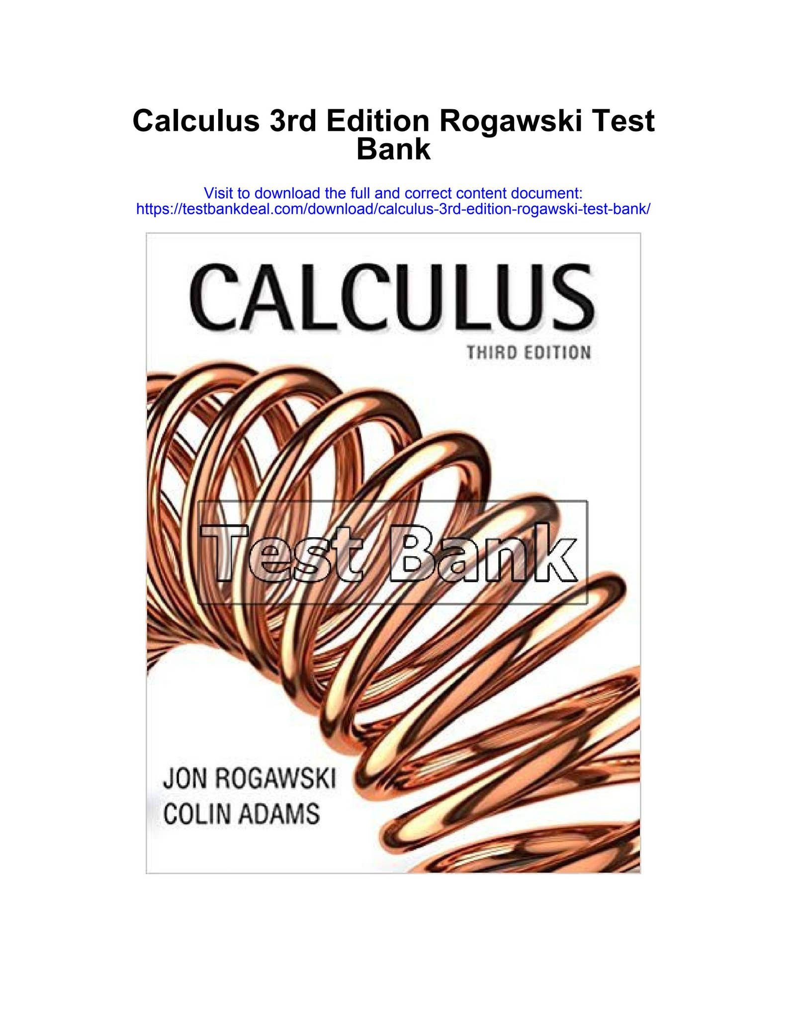 Calculus 3rd edition rogawski test bank by anthony.cokely804 - Issuu