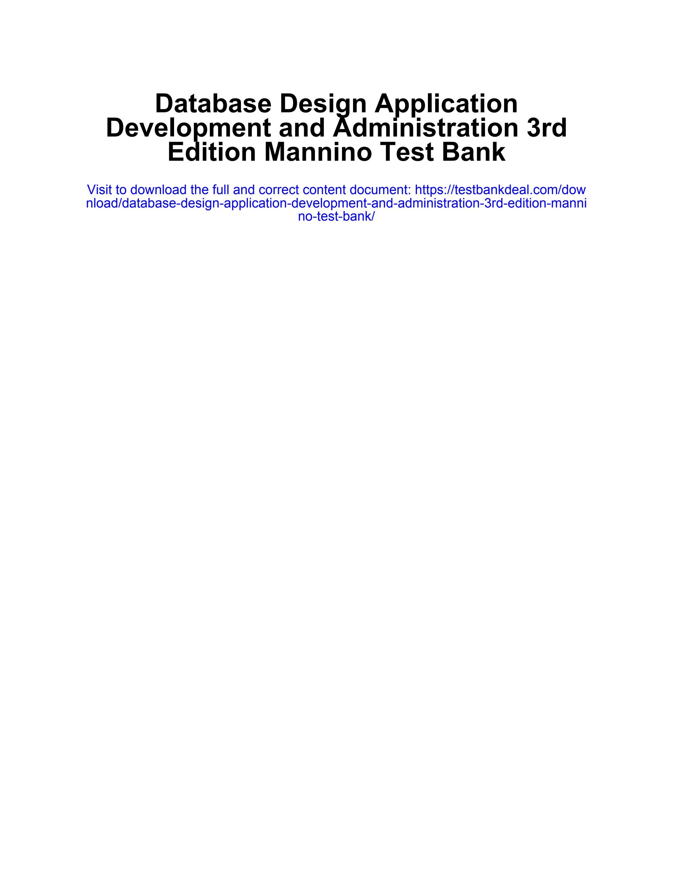 Database design application development and administration 3rd edition ...