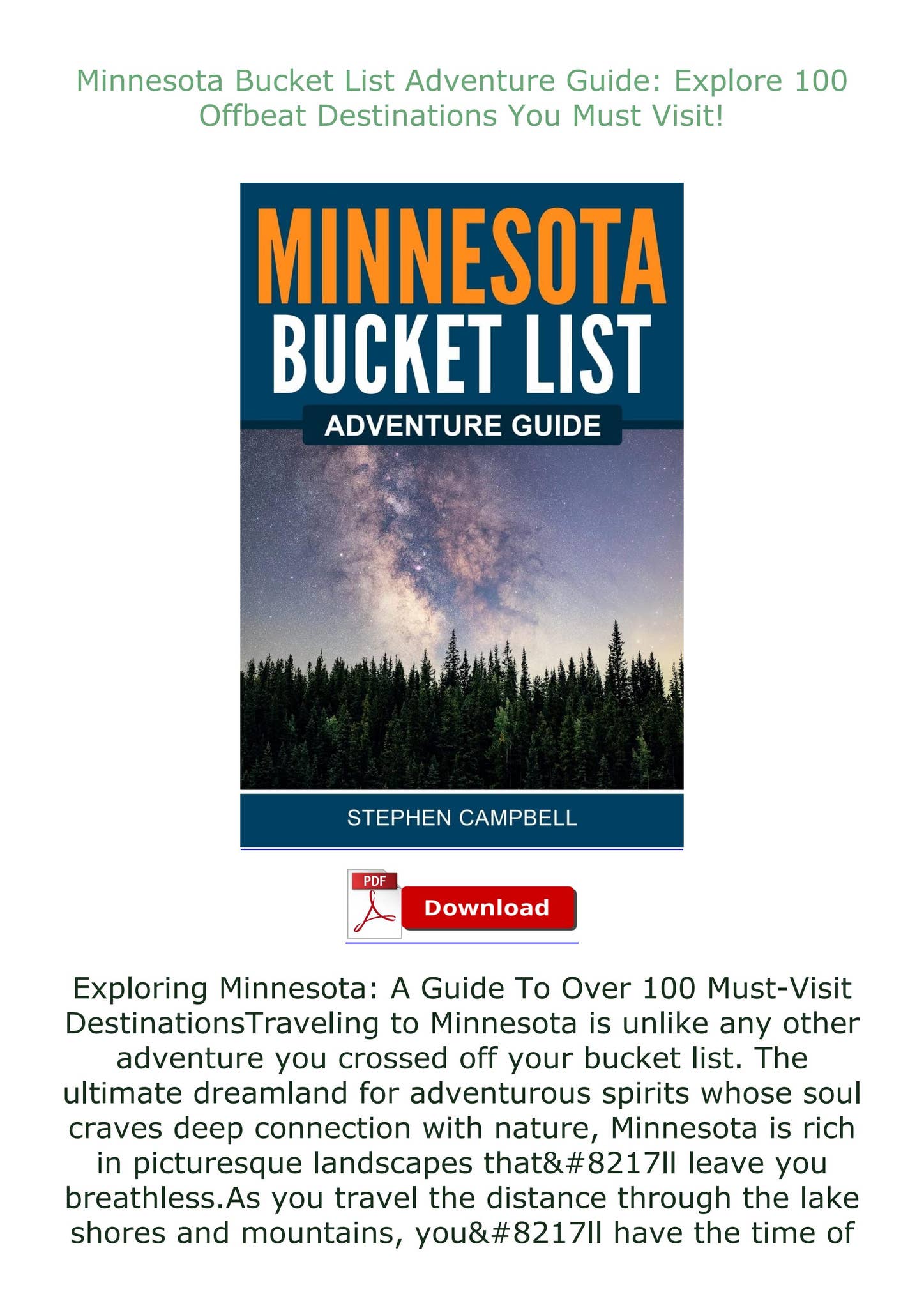 [DOWNLOAD] Minnesota Bucket List Adventure Guide: Explore 100 Offbeat ...