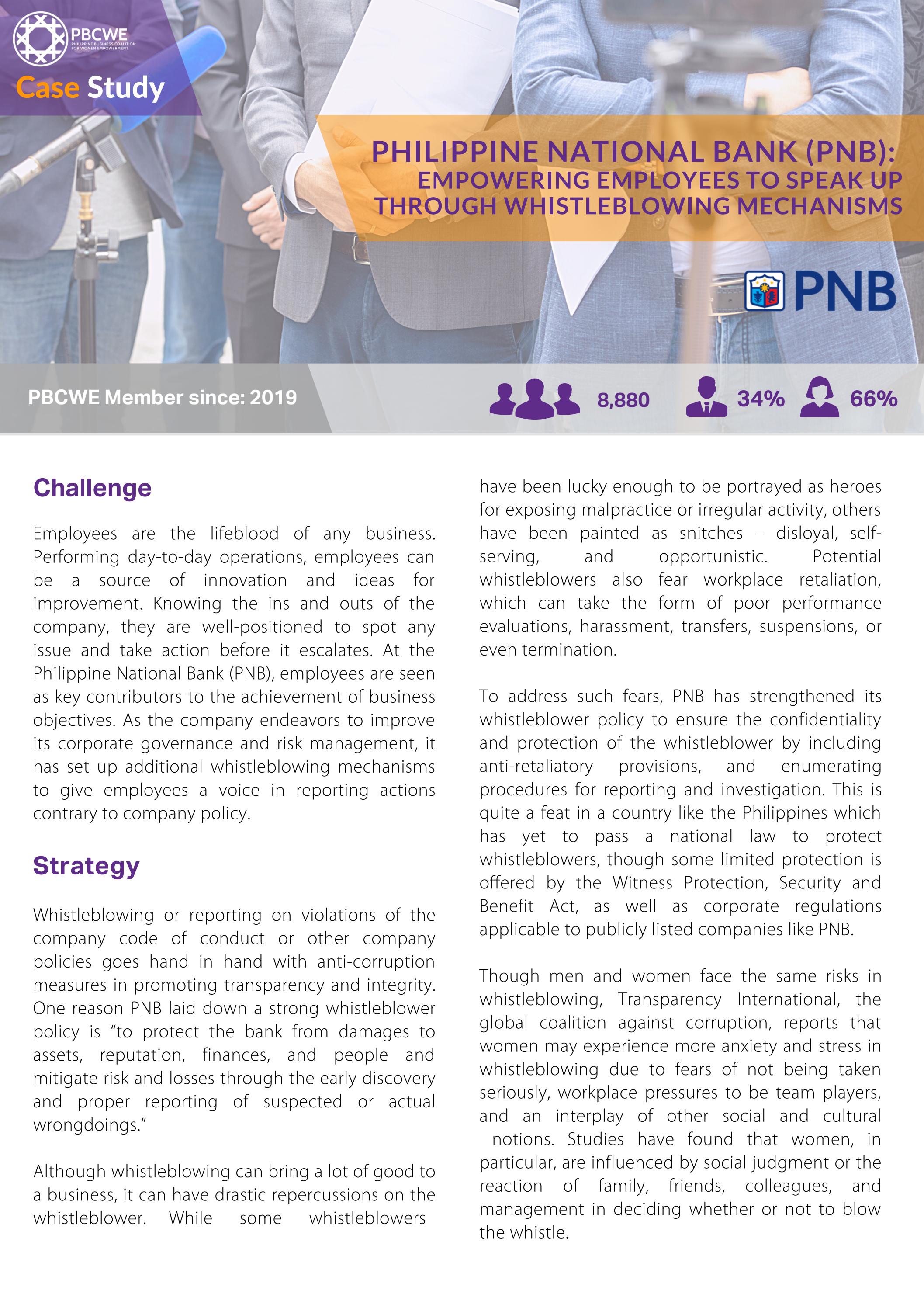 Philippine National Bank (PNB): Whistleblower Policy by pbcwe - Issuu