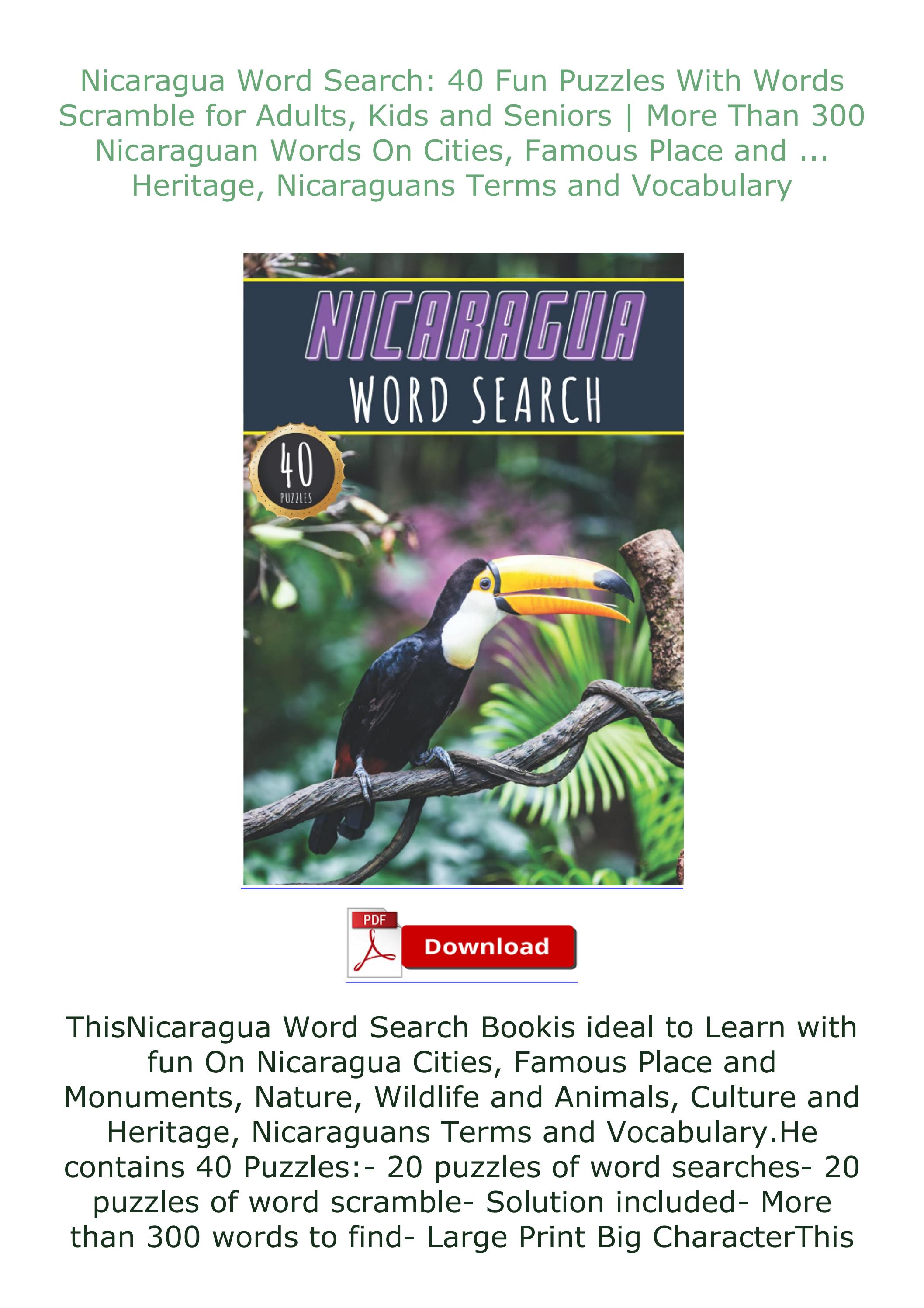 (DOWNLOAD) Nicaragua Word Search: 40 Fun Puzzles With Words Scramble ...
