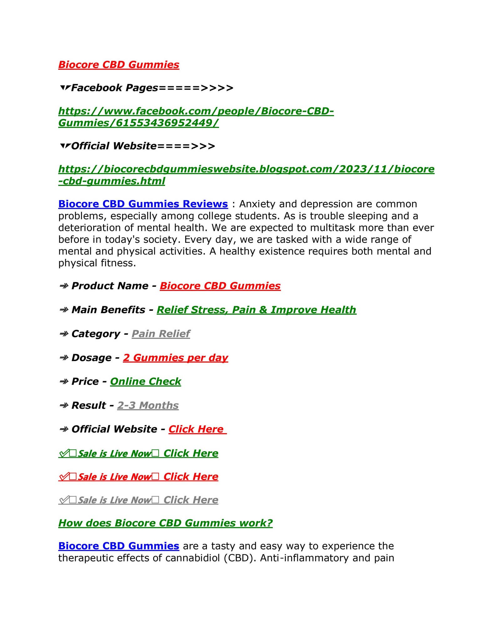 Biocore CBD Gummies Pain Relief Formula by biocorecbdgummyusa - Issuu