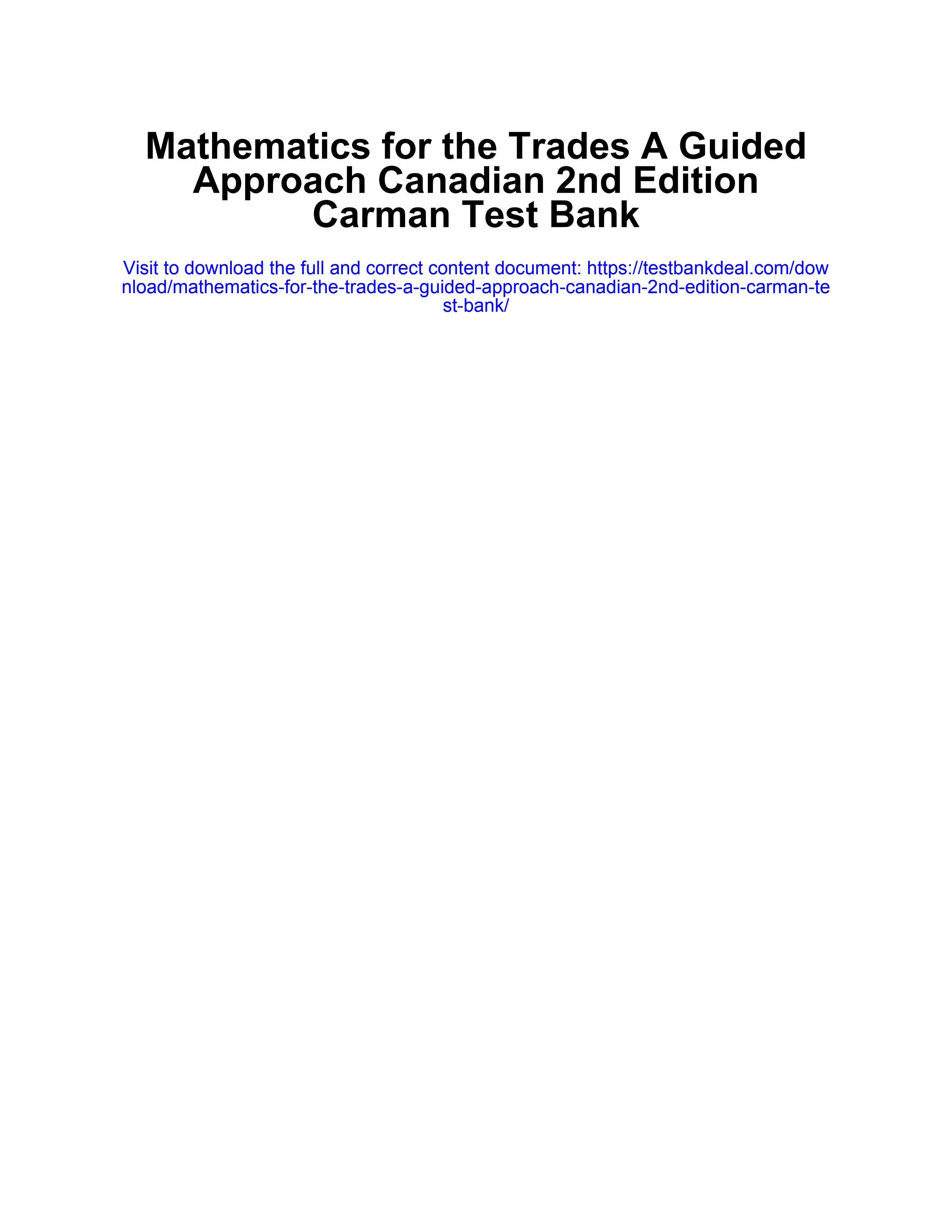 Mathematics for the trades a guided approach canadian 2nd edition ...
