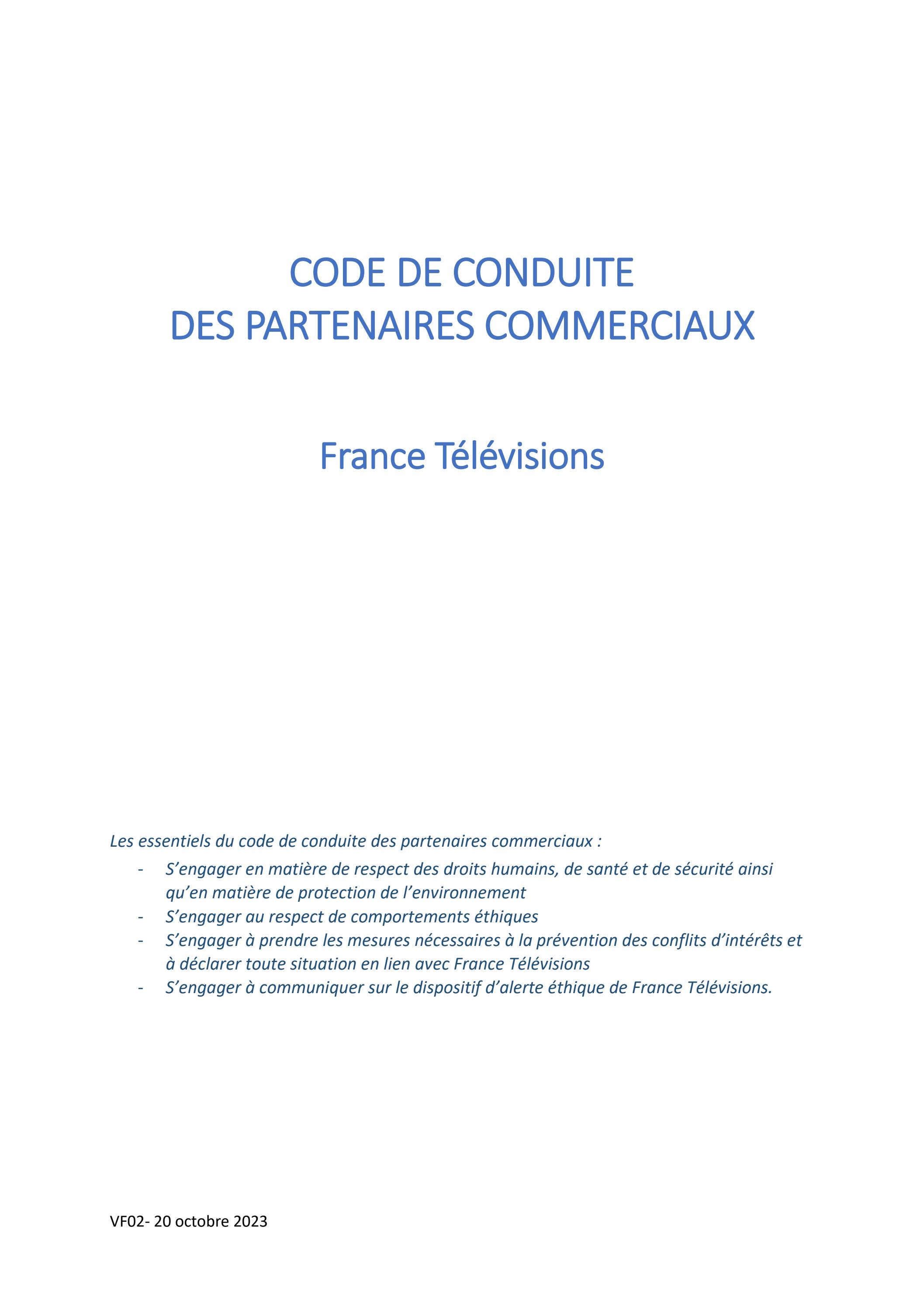 Code de conduite des partenaires commerciaux by France Télévisions - Issuu