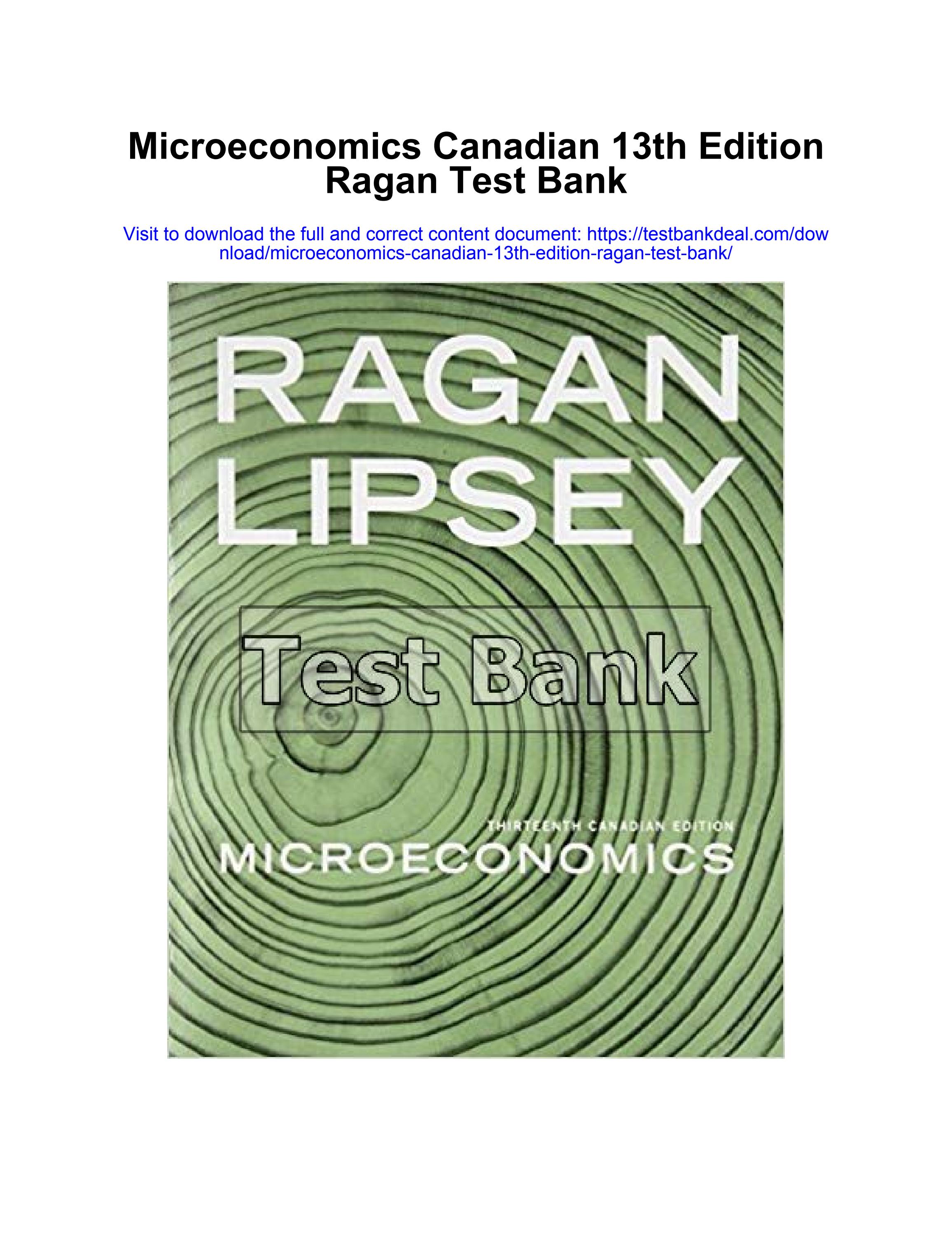 Microeconomics canadian 13th edition ragan test bank by olivia.rains353 ...
